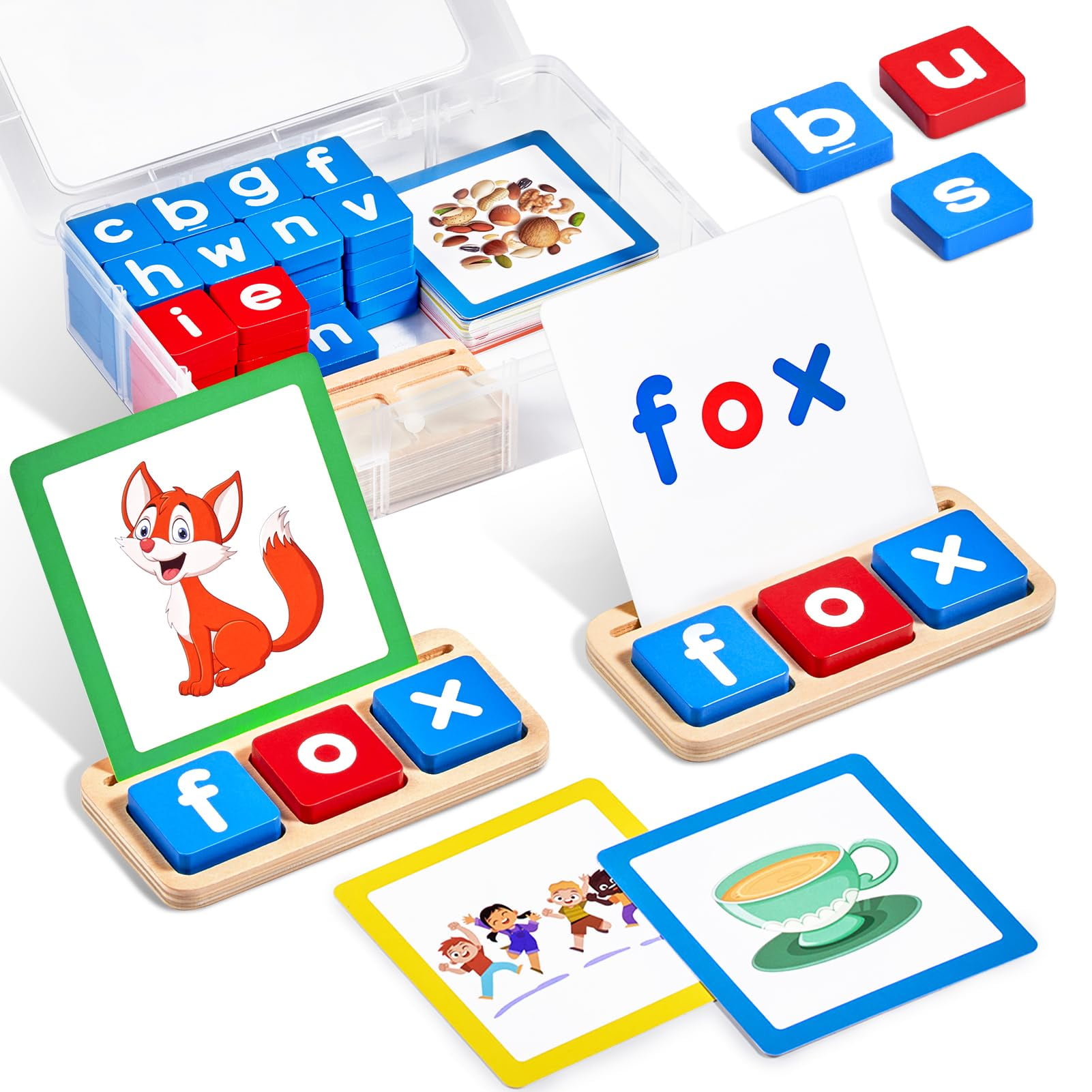 JoyCat Wooden Short Vowel DHF10 Reading Letters Sorting Spelling with ...