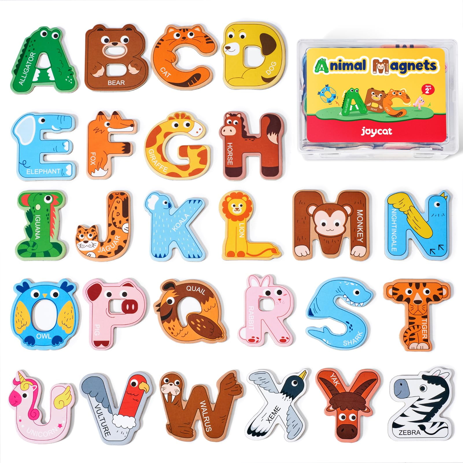JoyCat Wooden Thick Alphabet STF9 Magnets for Toddlers Fridge Size Cute ...
