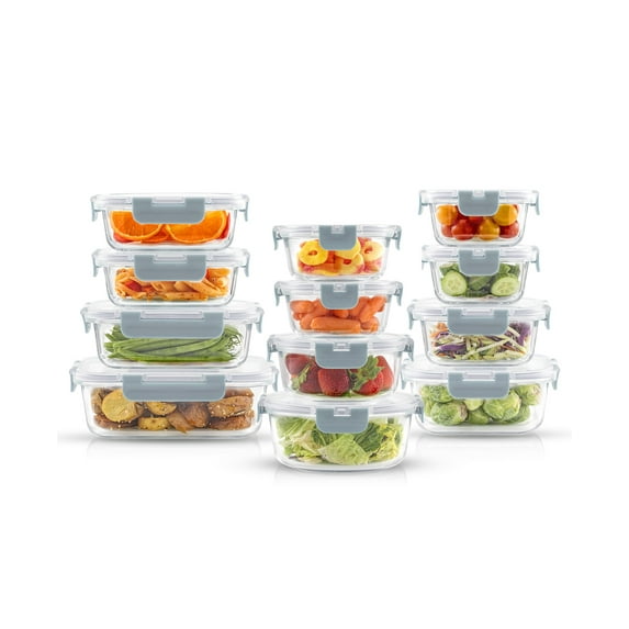 JoyFul 12 Glass Storage Containers with Leakproof Lids Set – Powder ...