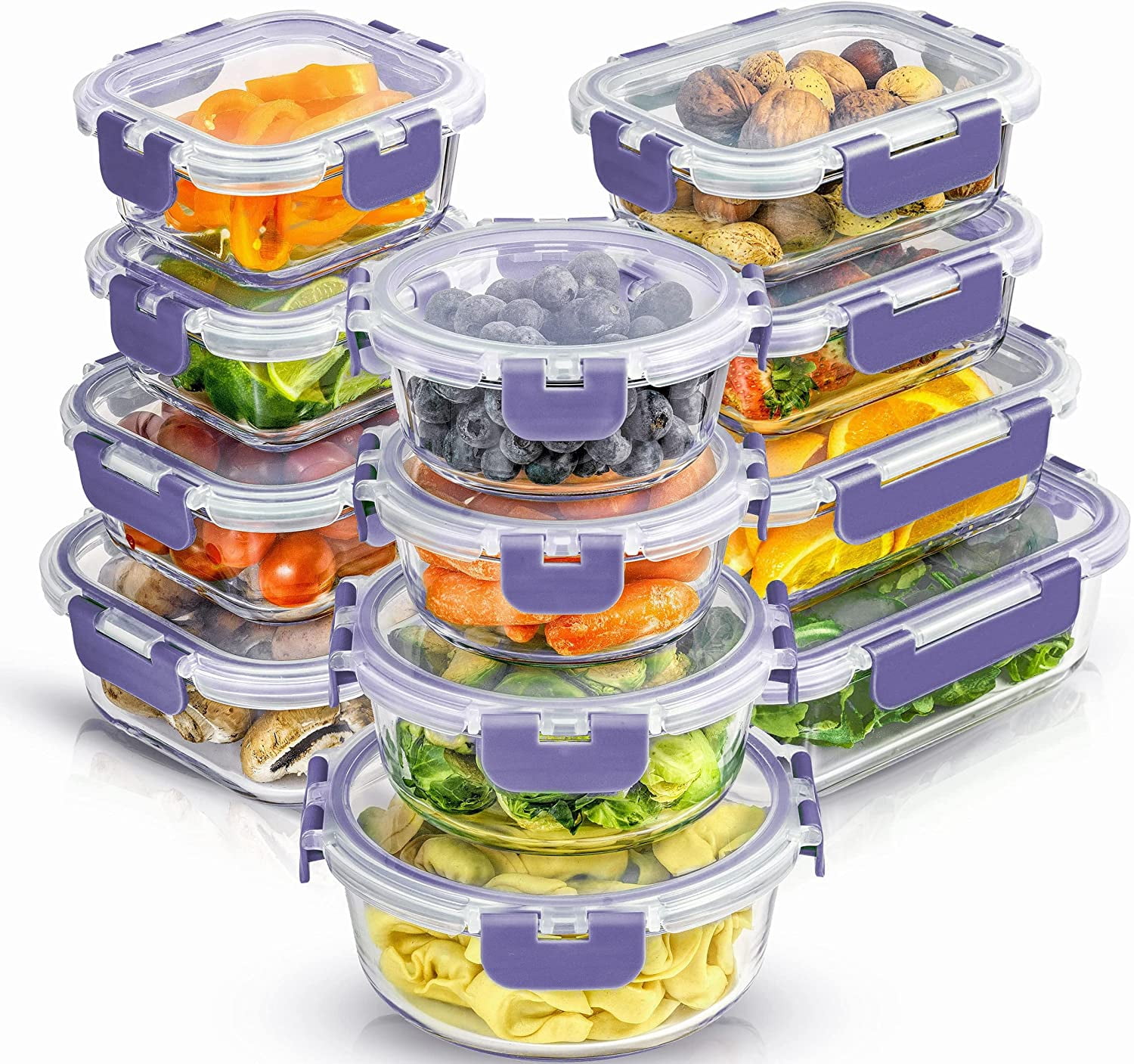 JoyFul 24pc(12 Airtight, Freezer Safe Food Storage Containers and 12 ...