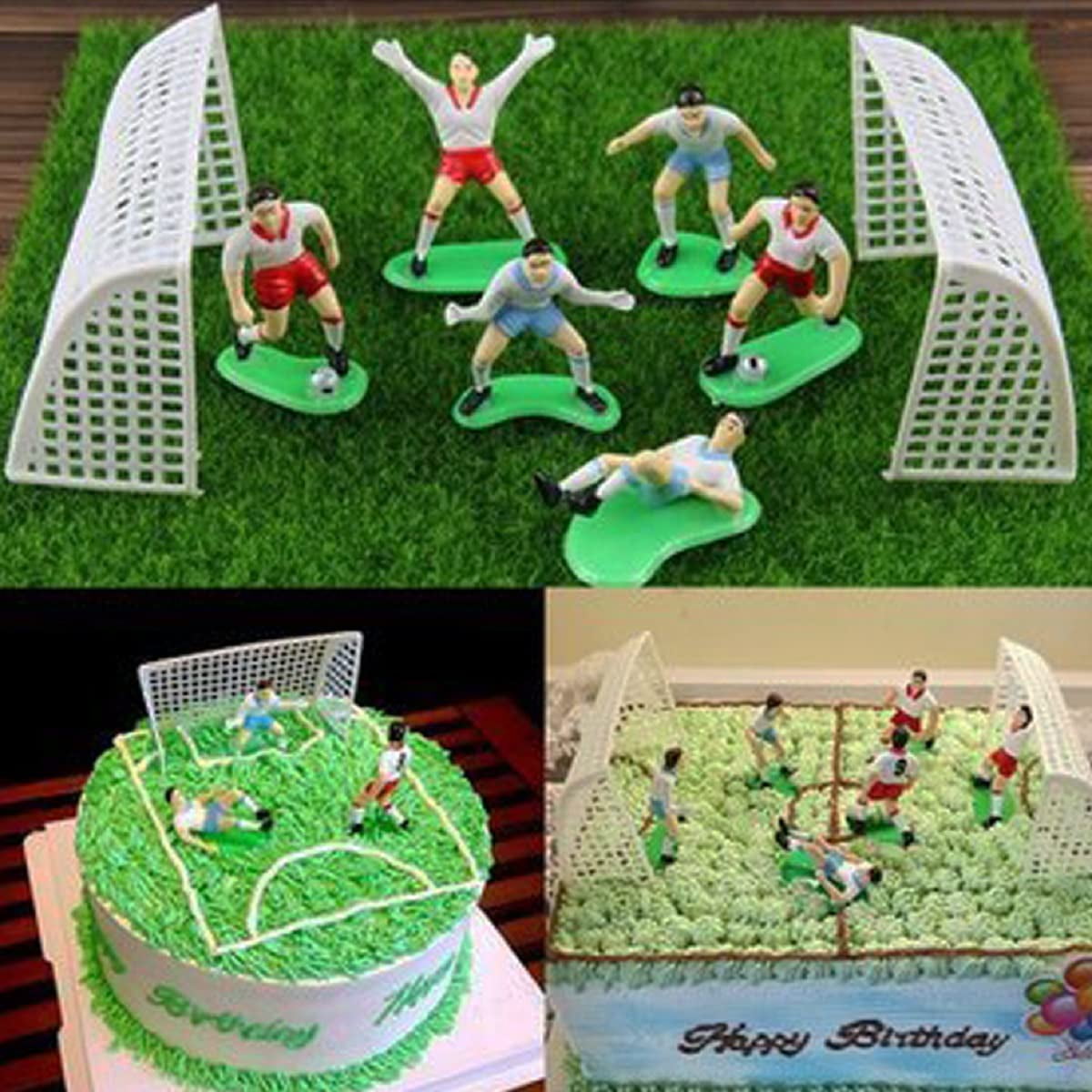 JoyGlobal 6 Football Players 2 Goal Gate Cake Topper Cake Decorating ...