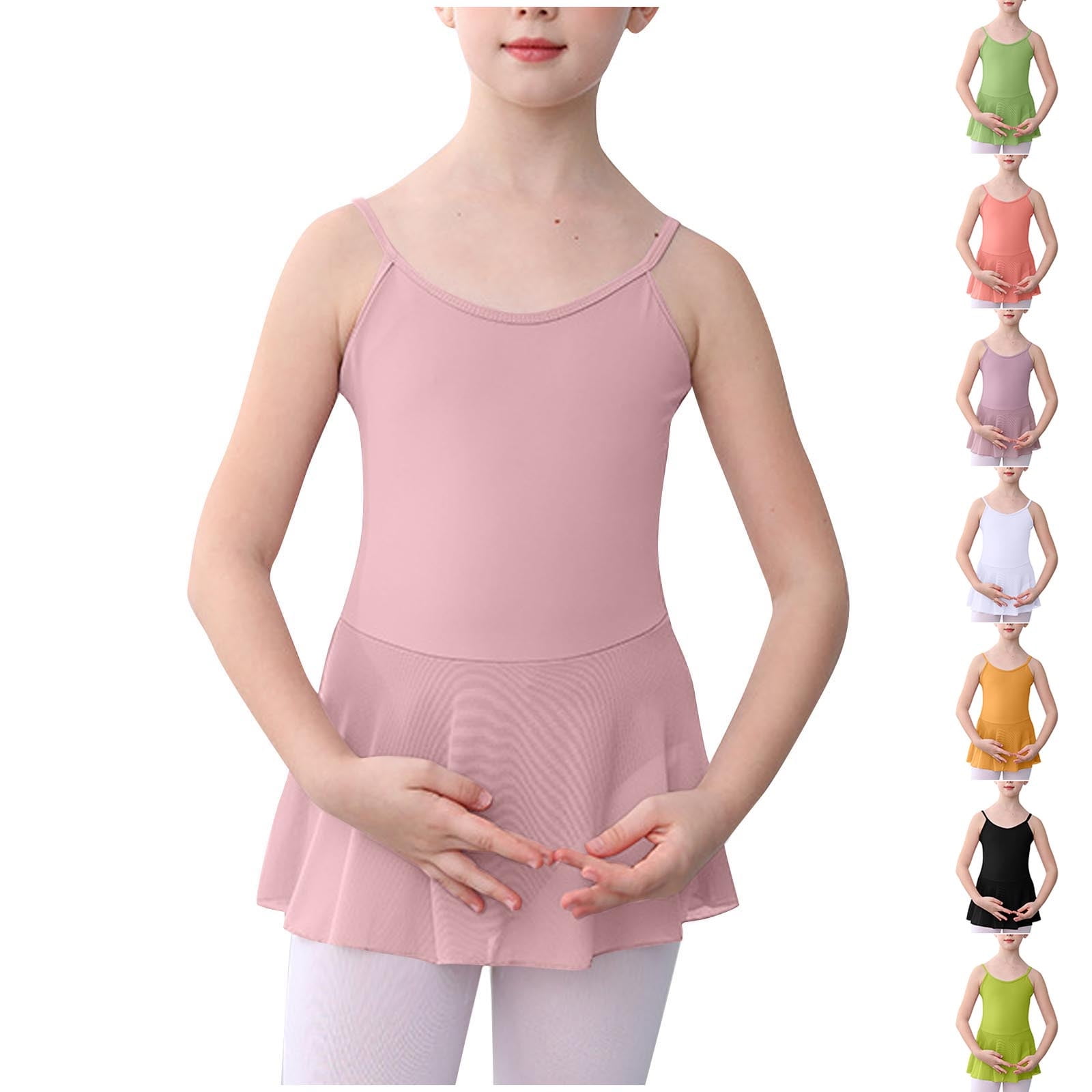 JoyHoop Girls Ballet Leotards Mesh Splice Dance Leotard Slip Dress Vest ...