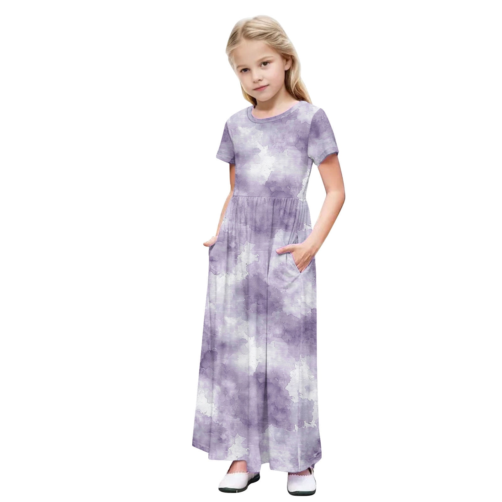 JoyHoop Girls Casual Maxi Floral Dress Long Sleeve Holiday Pockets ...