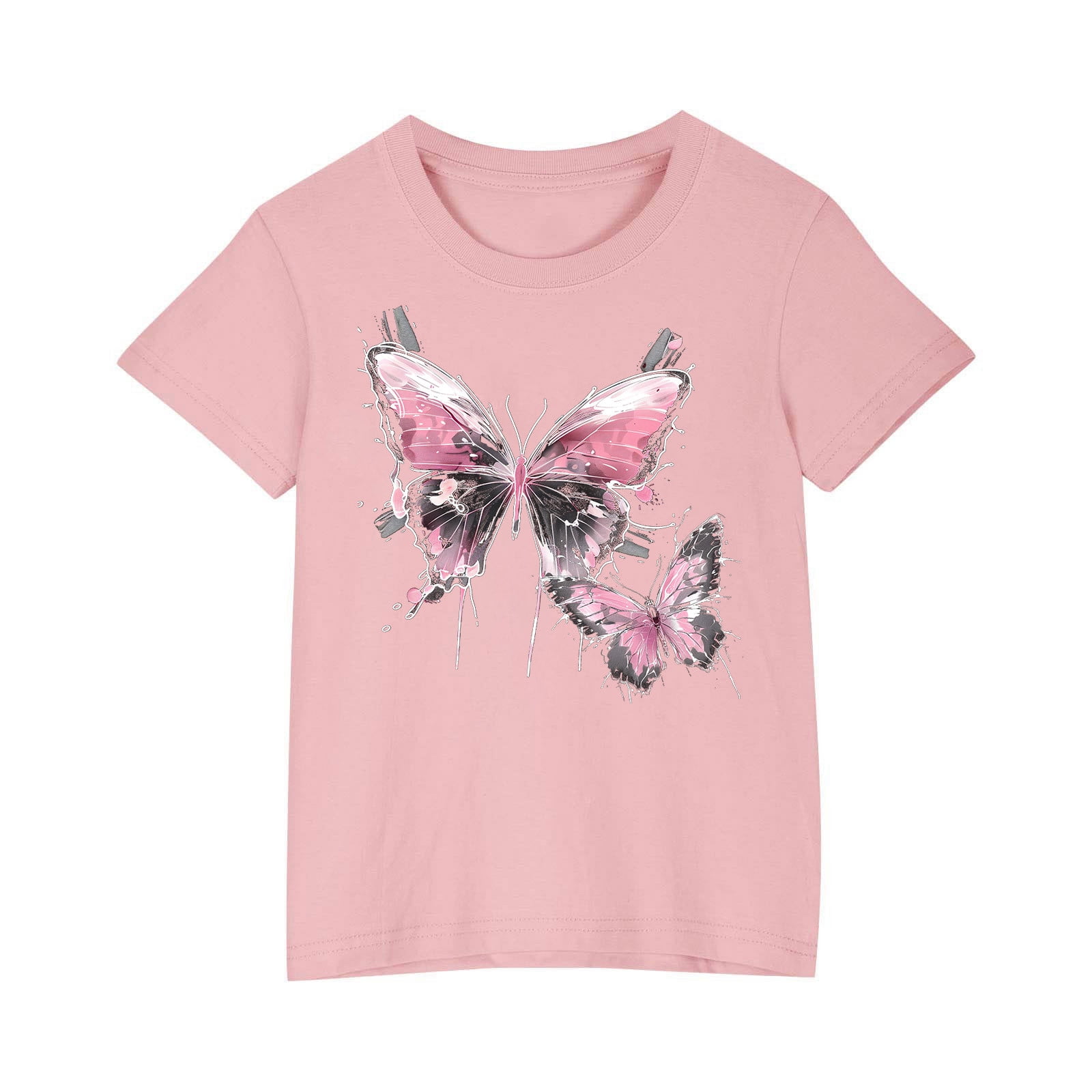 JoyHoop Girls Shirt Butterfly Graphic Tees Oversized Summer Tshirt ...