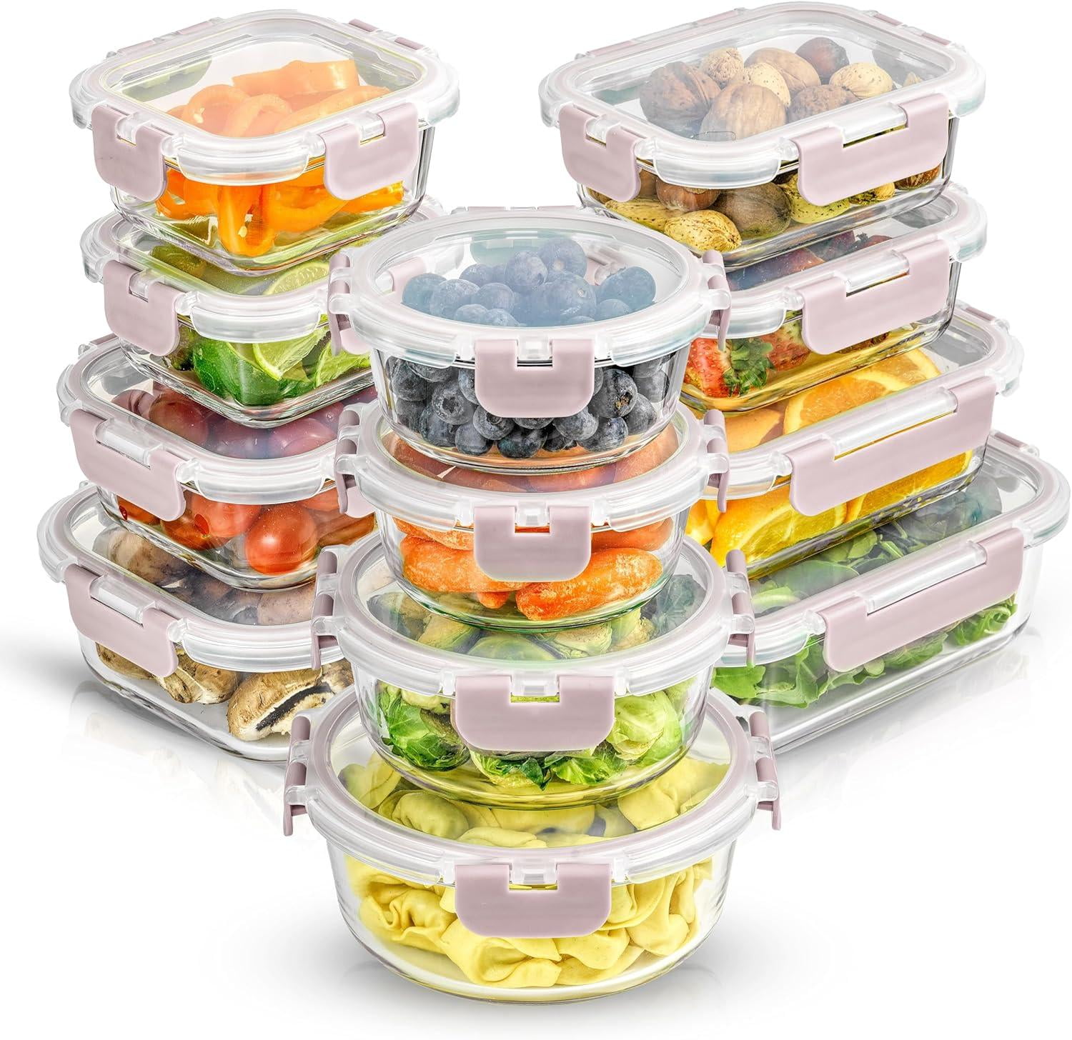 JoyJolt 24pc Borosilicate Glass Storage Containers with Lids | 12 ...