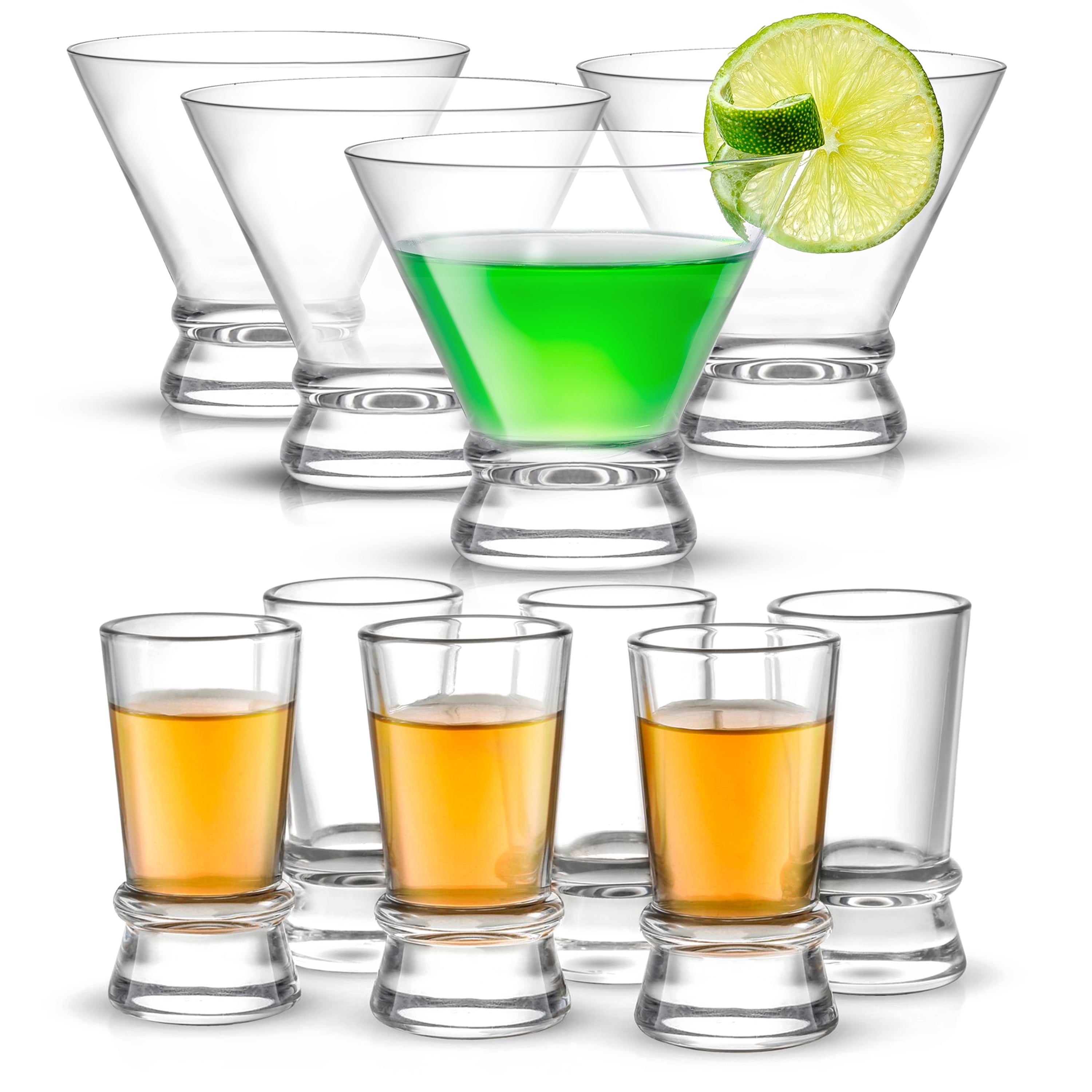 JoyJolt Afina Collection Gift Set Stemless Martini Glass and Shot Glass ...