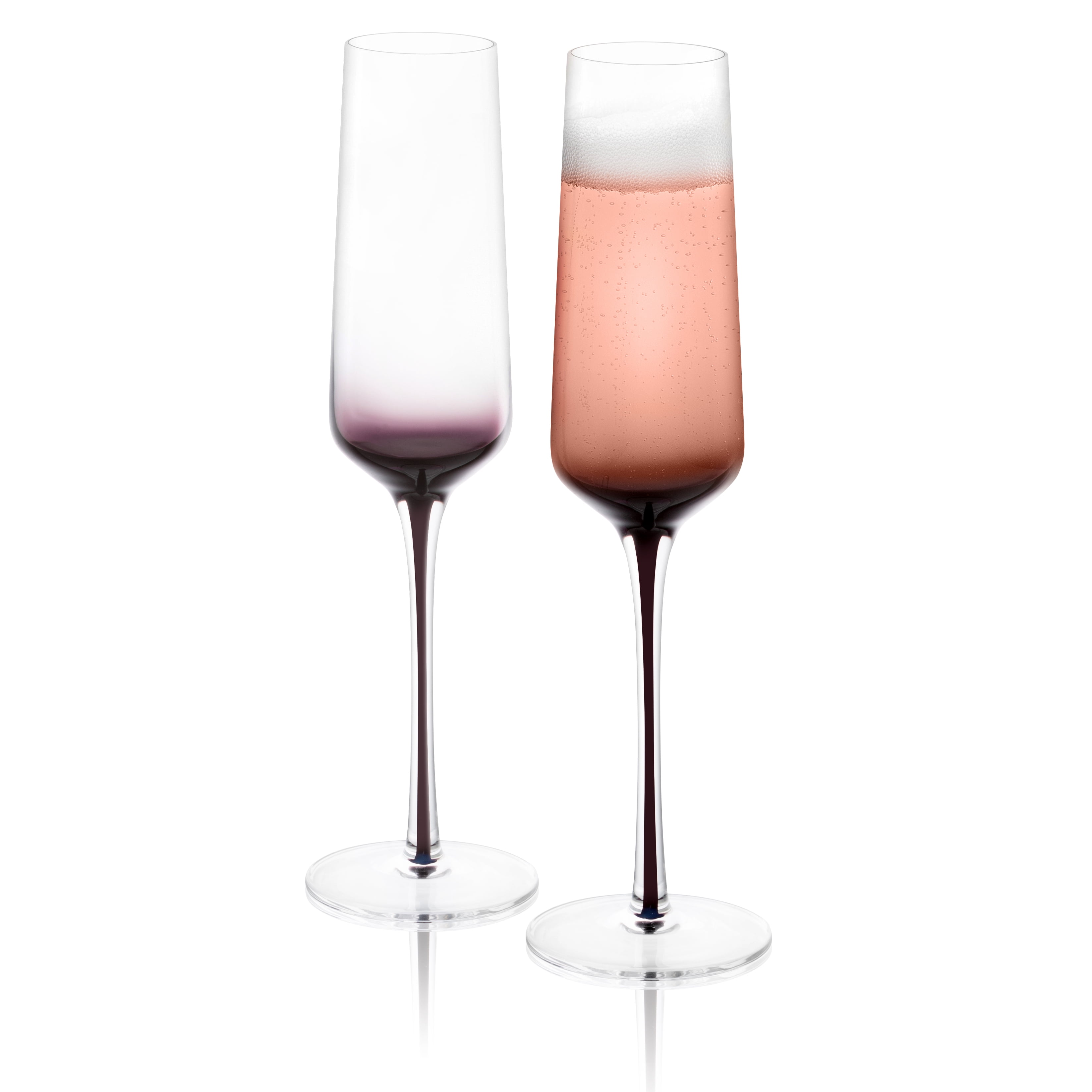 JoyJolt Black Swan Stemmed Champagne Glasses, Colored Ombre Glass, 7.3 ...