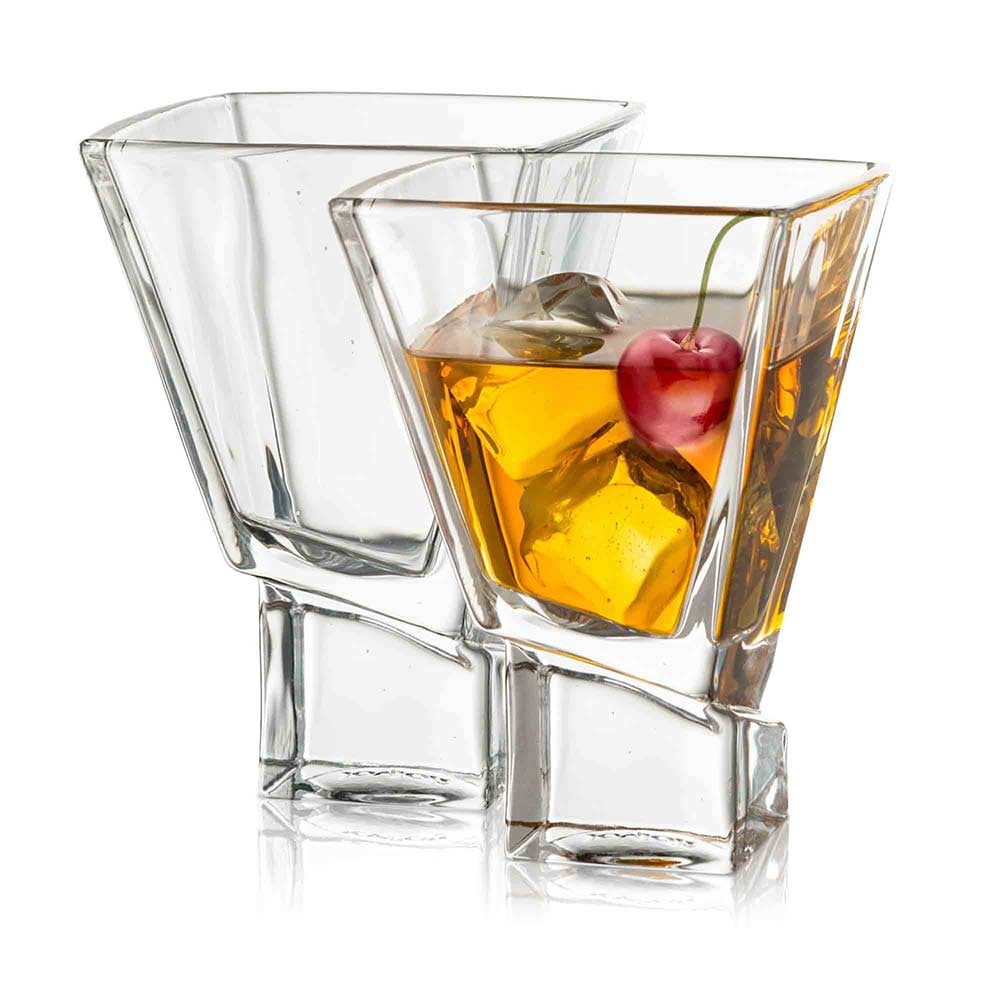 JoyJolt Carre 8 oz. Square Martini & Liquor Cocktail Glass Set (2 ...
