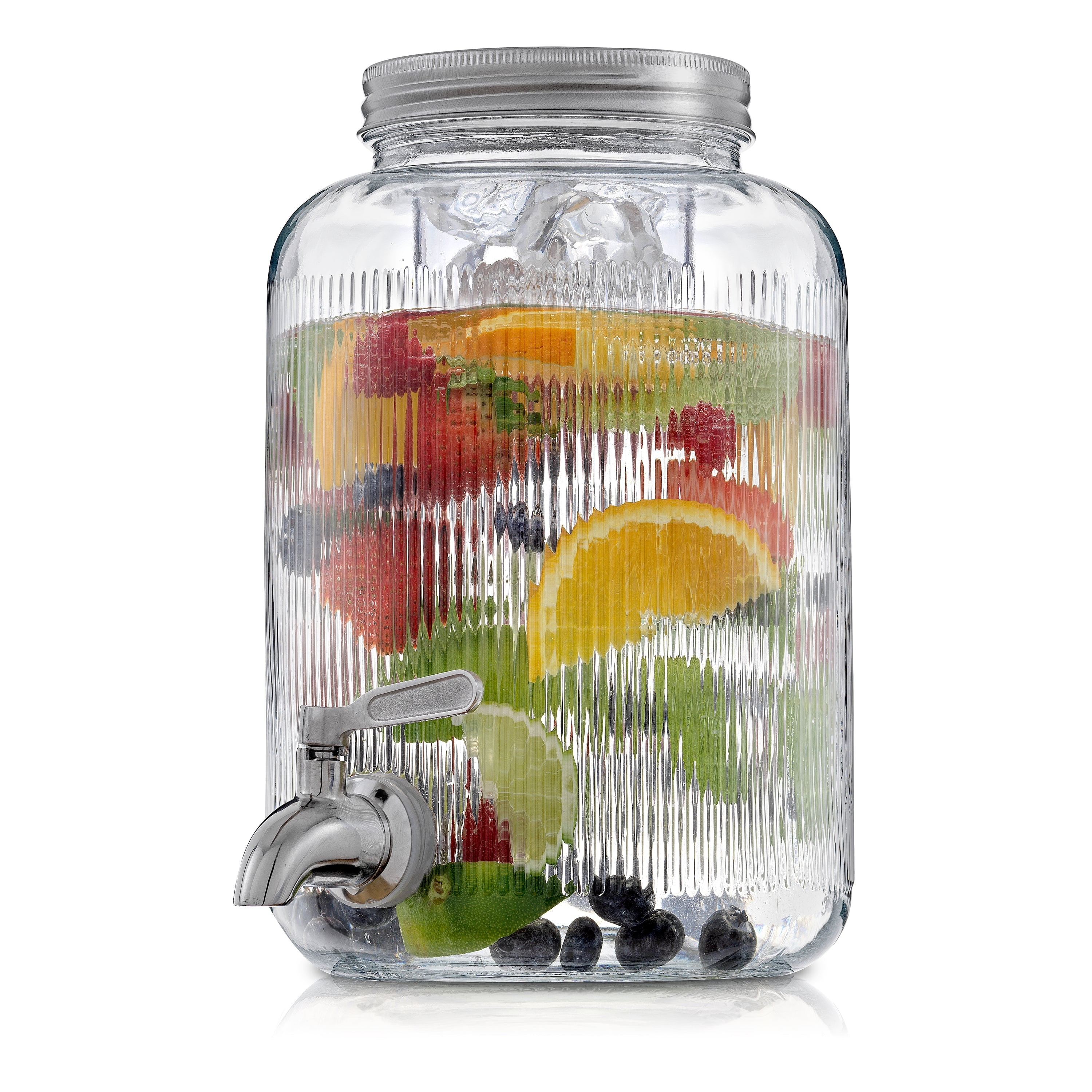 JoyJolt Quality Glassware Beverage Dispenser with Spigot, Ice & Fruit ...