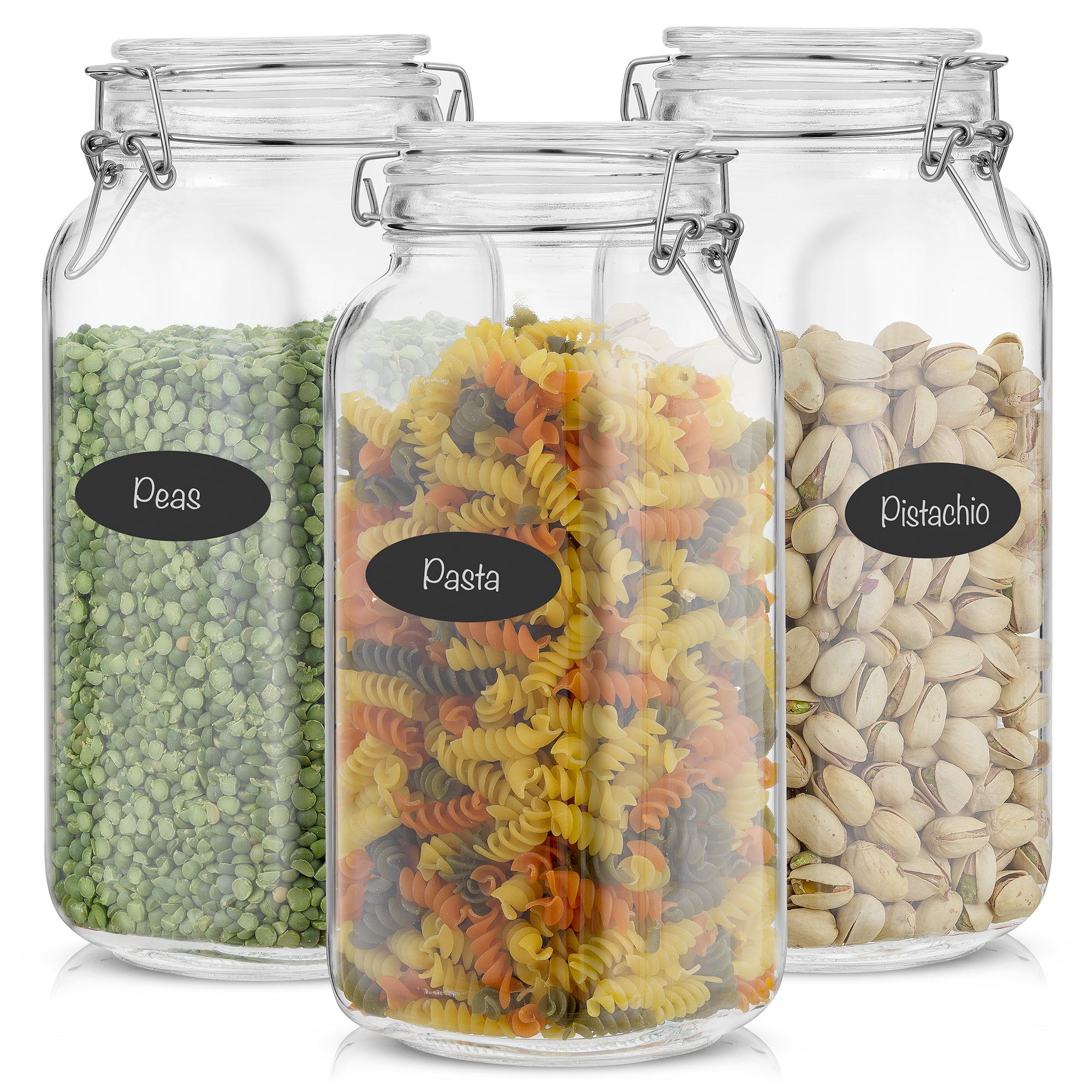 JoyJolt Large Glass Storage Containers, 78 oz, Airtight Lids, Leakproof ...