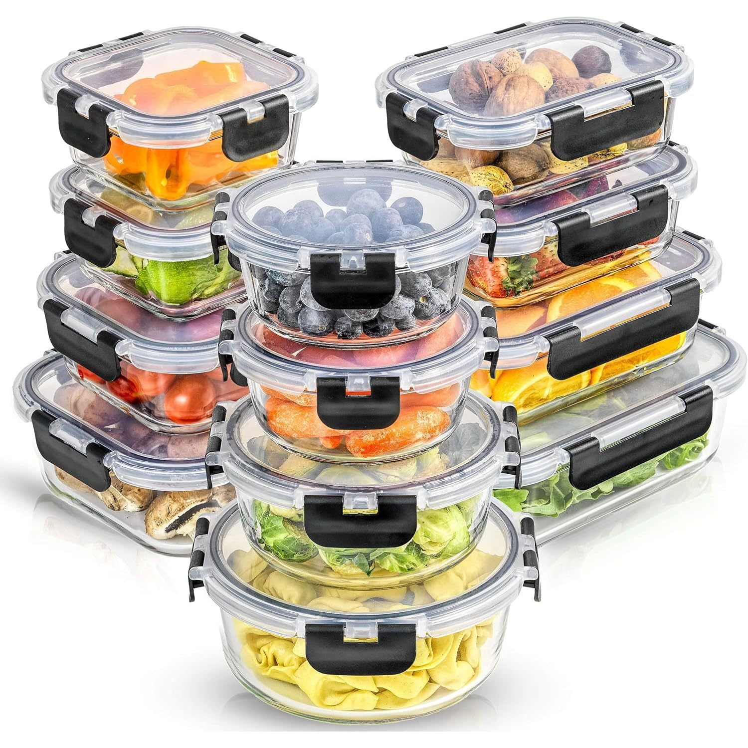 JoyJolt JoyFul 24pc(12 Airtight, Freezer Safe Food Storage Containers ...