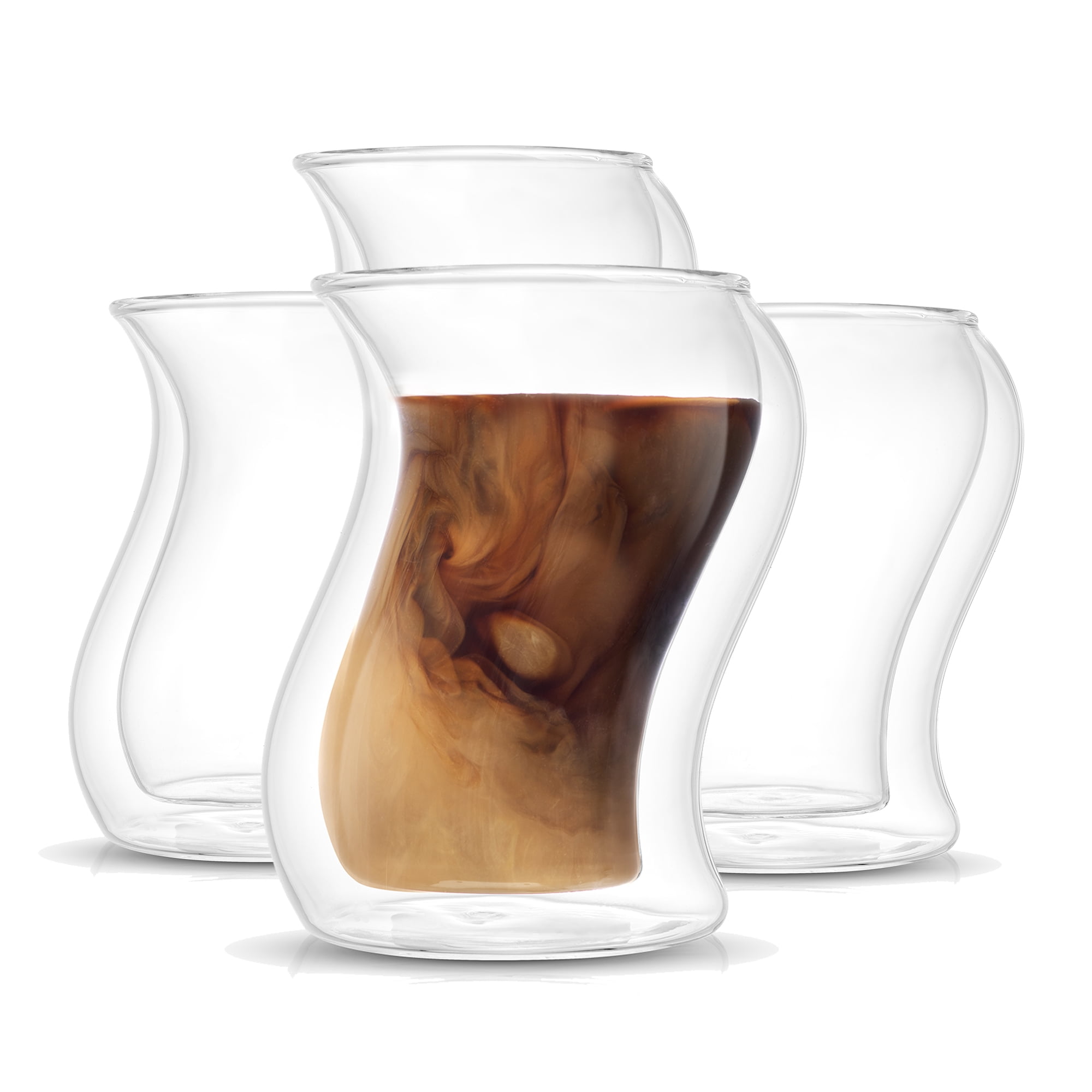 JoyJolt Double Wall Insulated Clear Glass Coffee Mugs, Set of 4, Modern ...