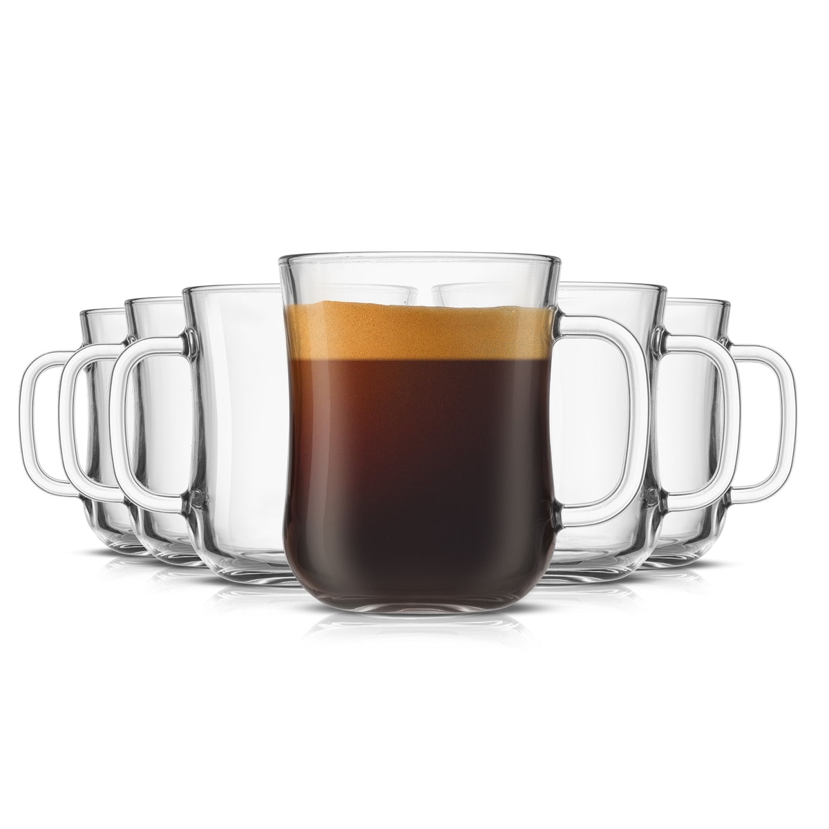 JoyJolt Glass Coffee Mugs 16 oz, Set of 6, Classic Diner Style ...