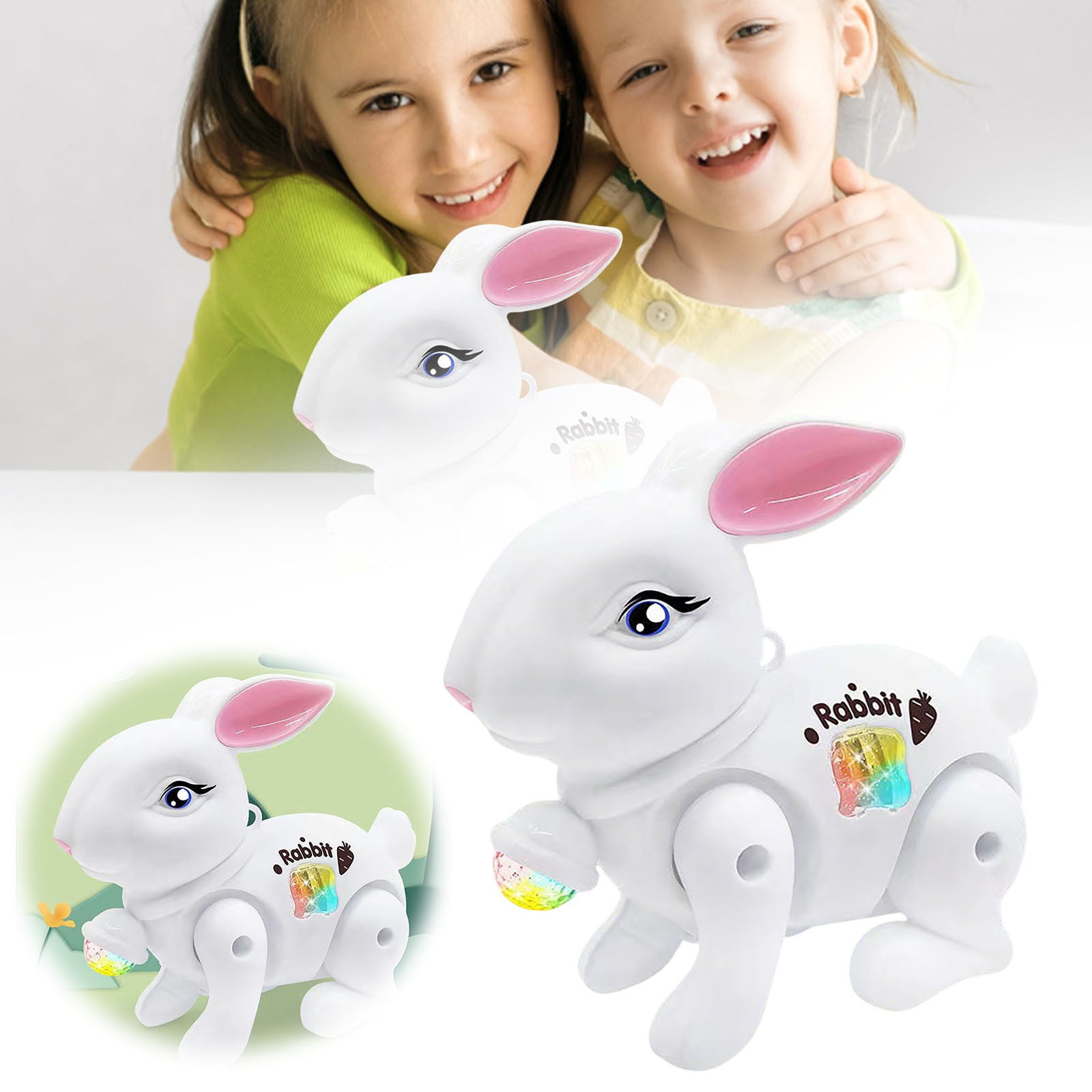 JoyMagic Easter Bunny Leash Bunny Light Music Toy Light Up Bunny ...