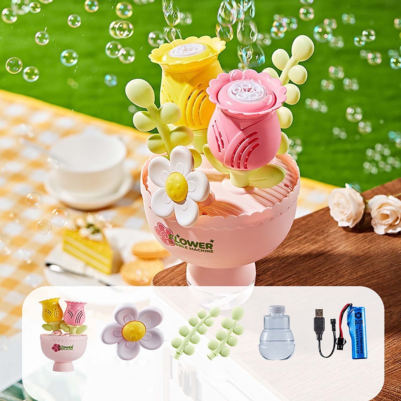JoyMagic Rechargeable Kids Handheld Blower Toy with Colorful LED Lights ...