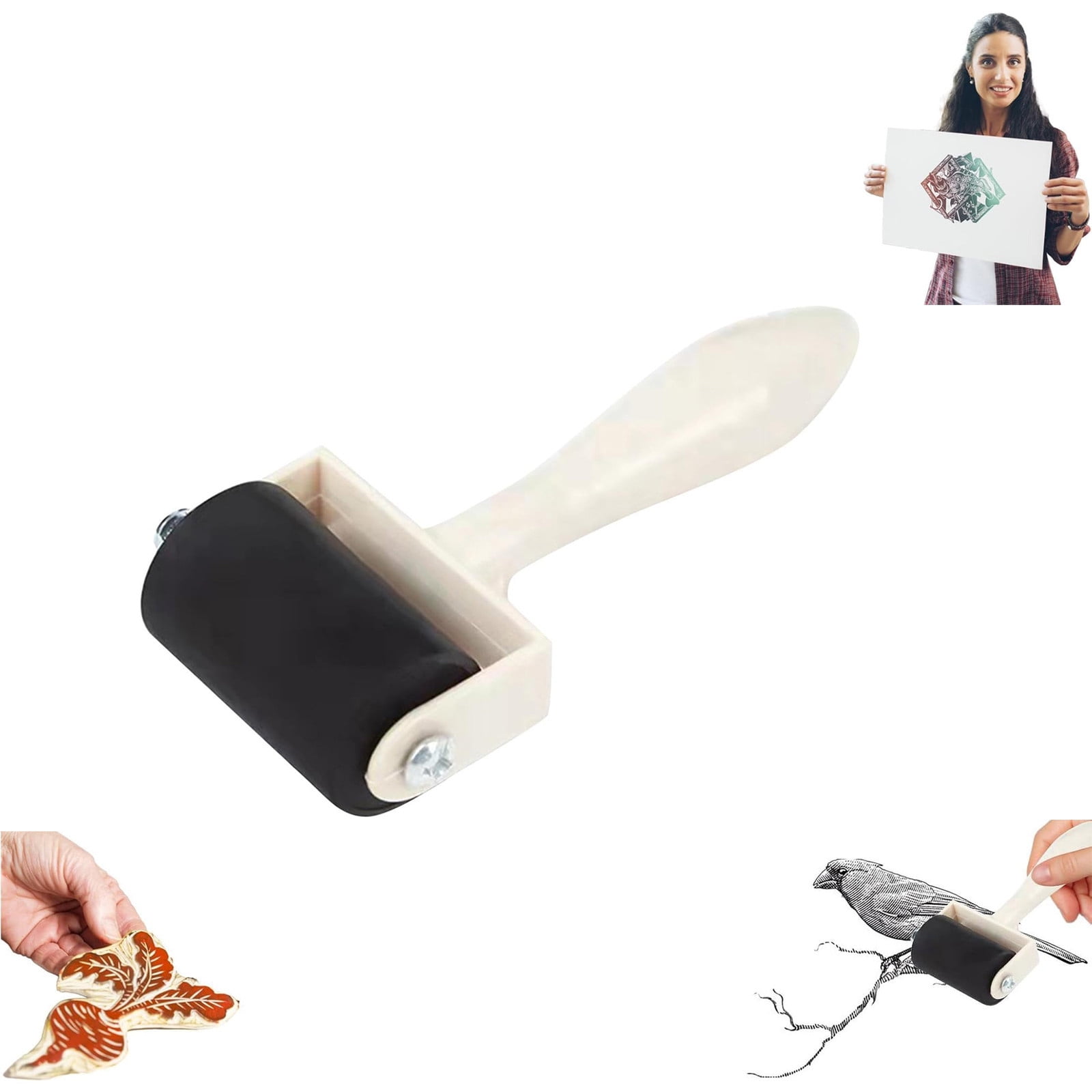JoyMagic Rubber Roller Tools Hard Rubber Brayer Roller Art Craft Roller ...