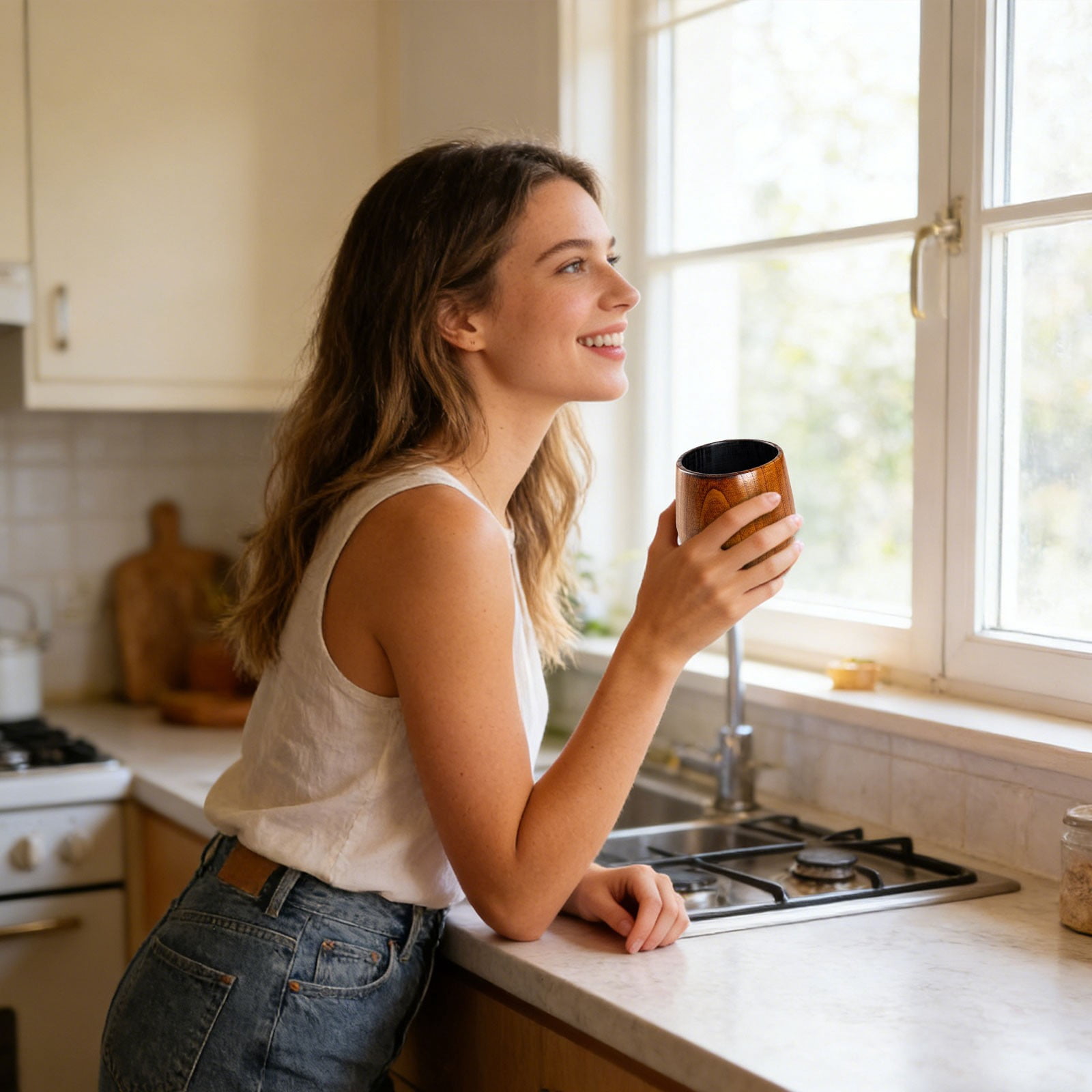 JoyMart 240ml Wild Jujube Wood Japanese Mug Large Belly Cup for Tea ...