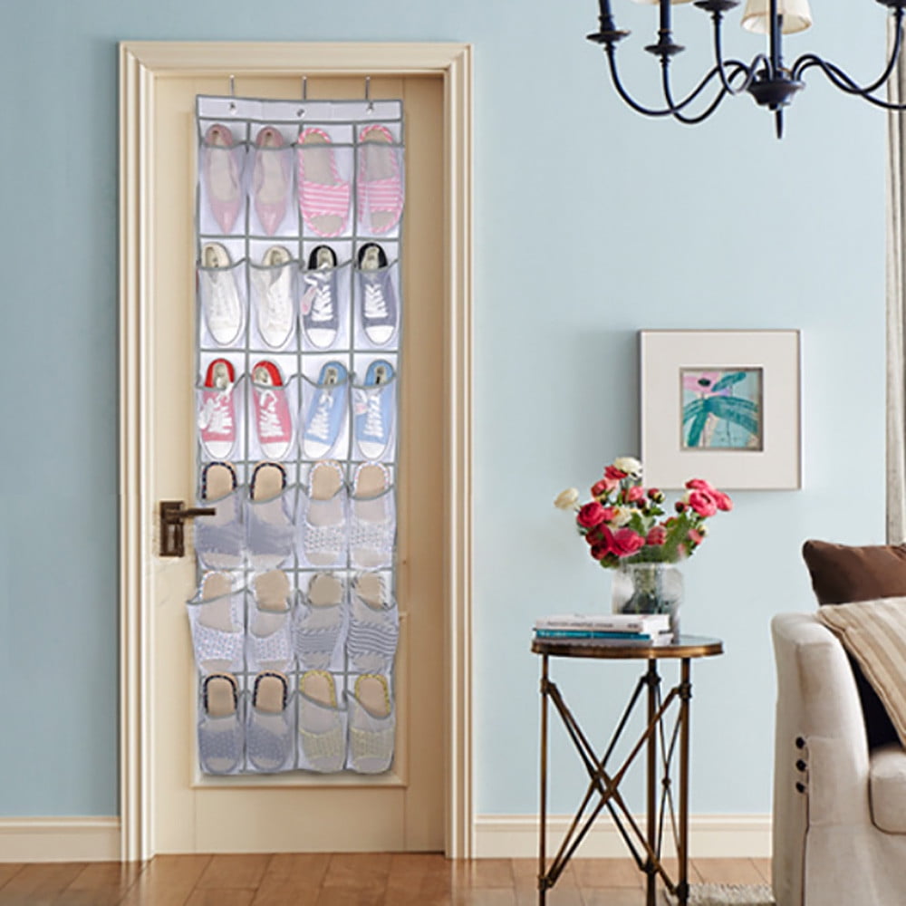 JoyMoreHome 24 Pockets Over the Door Shoe Organizer Hanging Shoe ...