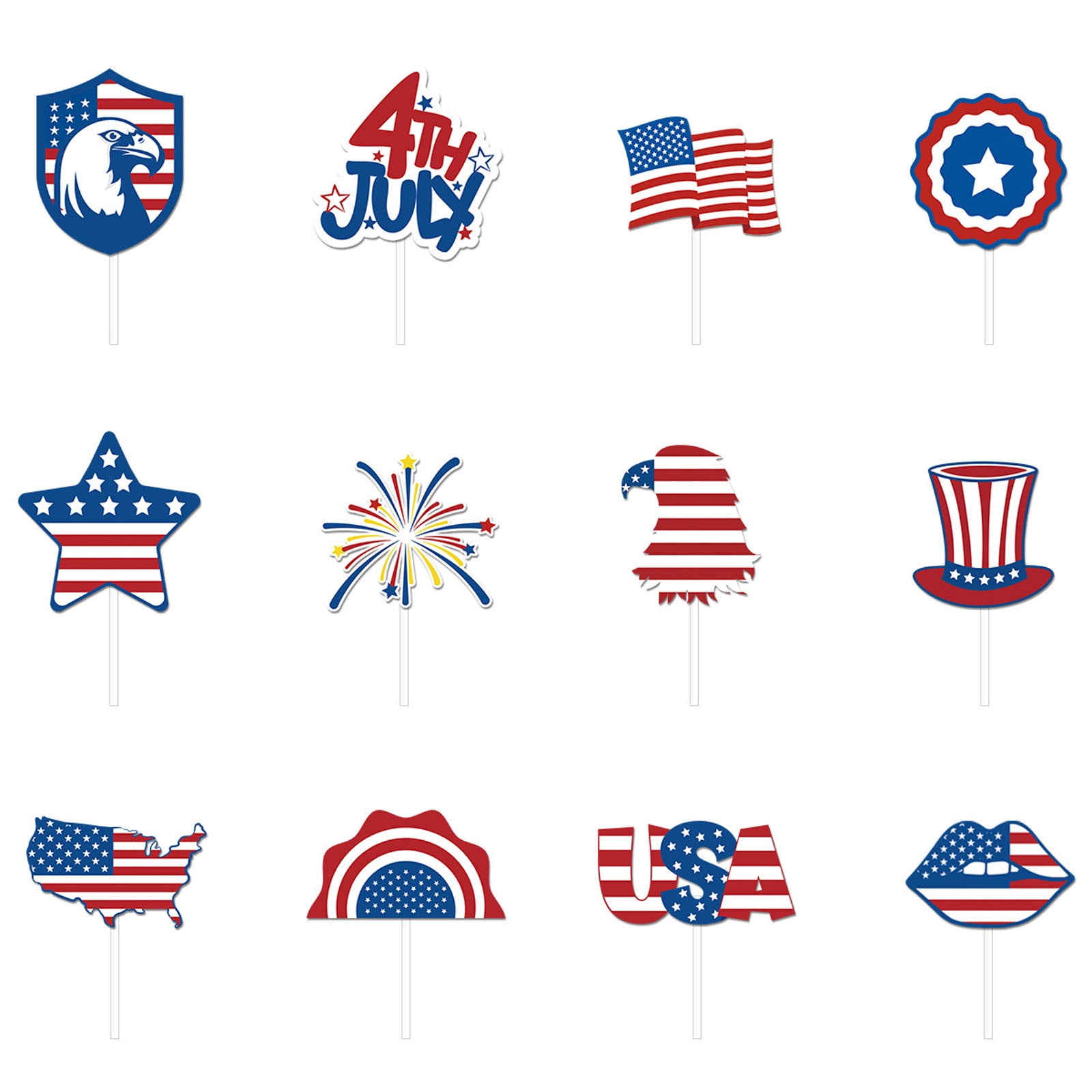 JoyMoreHome 12 Pcs 4th of July American Toothpick Flag Toppers Cake ...