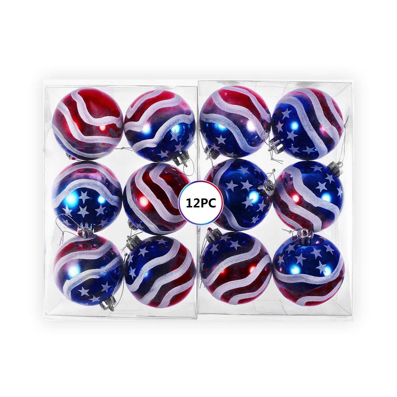 JoyMoreHome 12 Pcs Independence Day Ball Ornament,4th of July Patriotic ...