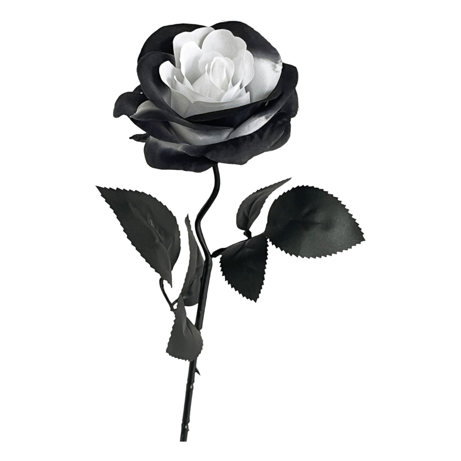JoyMoreHome Artificial Black Roses Flower Silk Rose with Stem Realistic ...