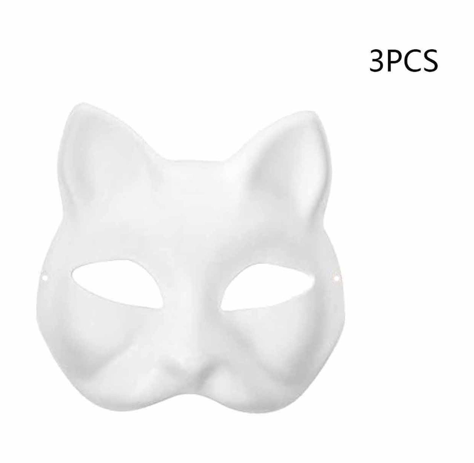 JoyMoreHome 3Pcs Cat Mask Masks White Cat Masks Blank Mask Unpainted ...