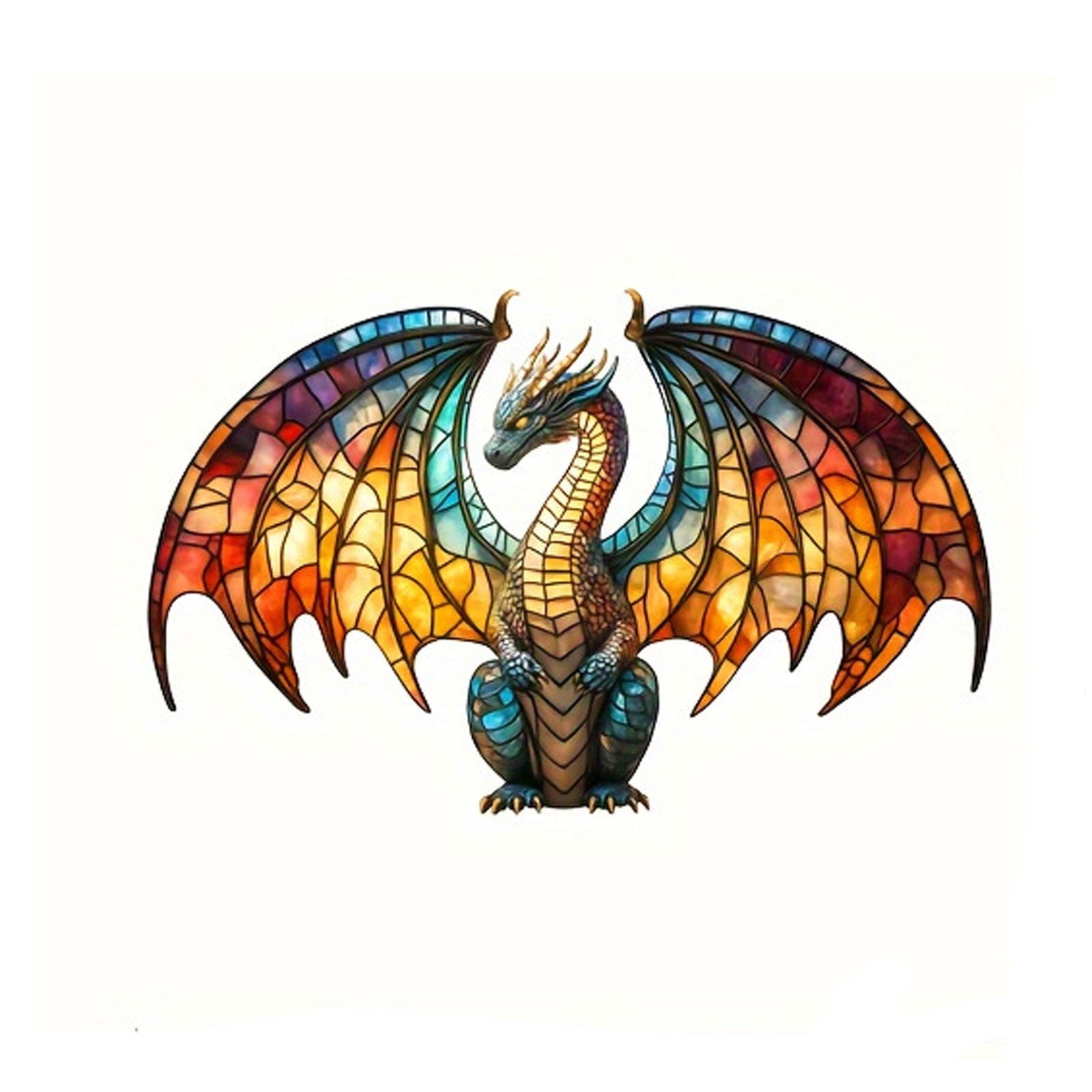 JoyMoreHome Dragon Stained Glass Window Hanging, Dragon Suncatcher for ...