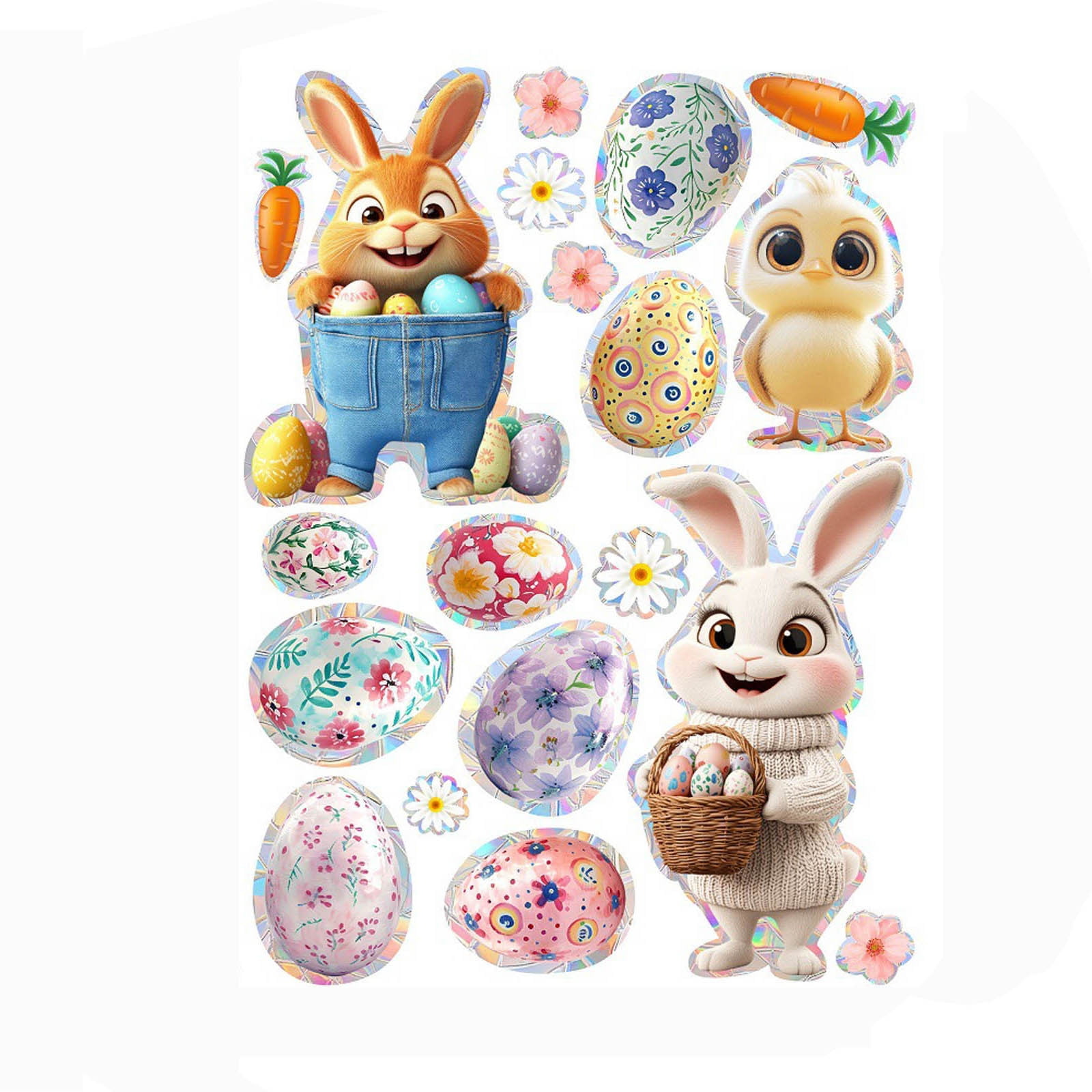 JoyMoreHome Easter Window Clings for Glass Window -Easter Bunny Window ...