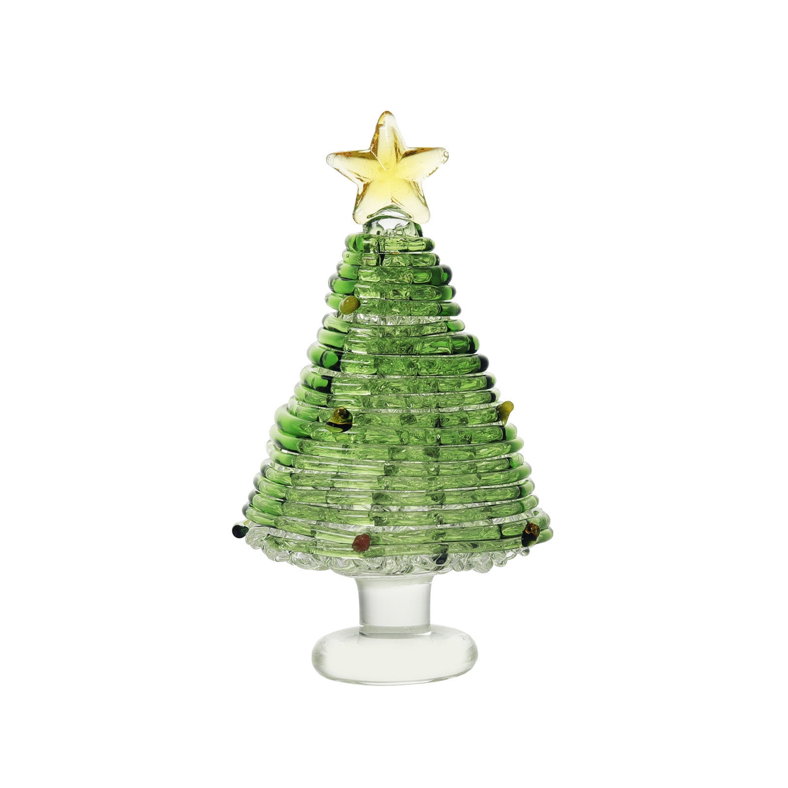 JoyMoreHome Glass Christmas Tree Miniature Holiday Figurine Mini ...