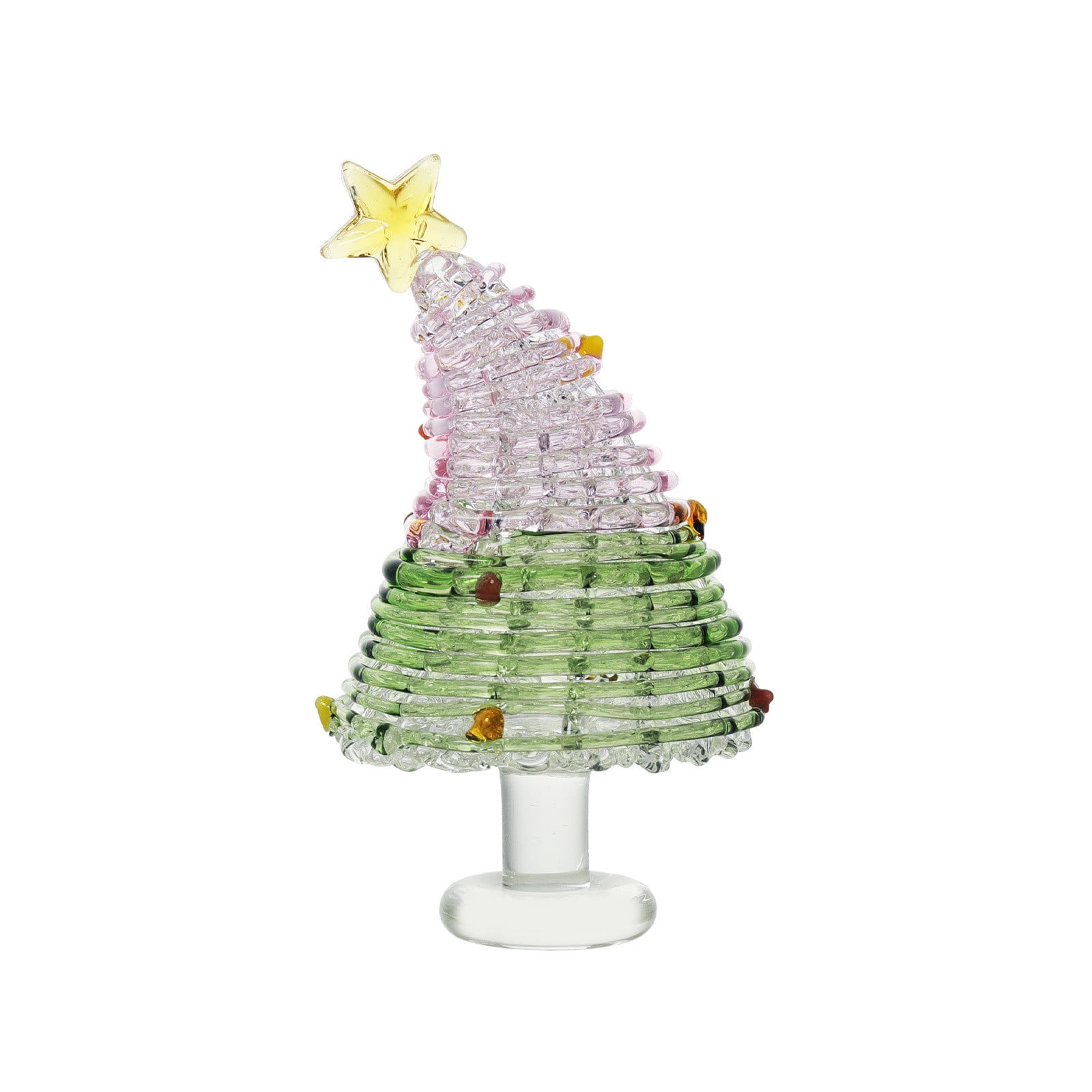 JoyMoreHome Glass Christmas Tree Miniature Holiday Figurine Mini ...