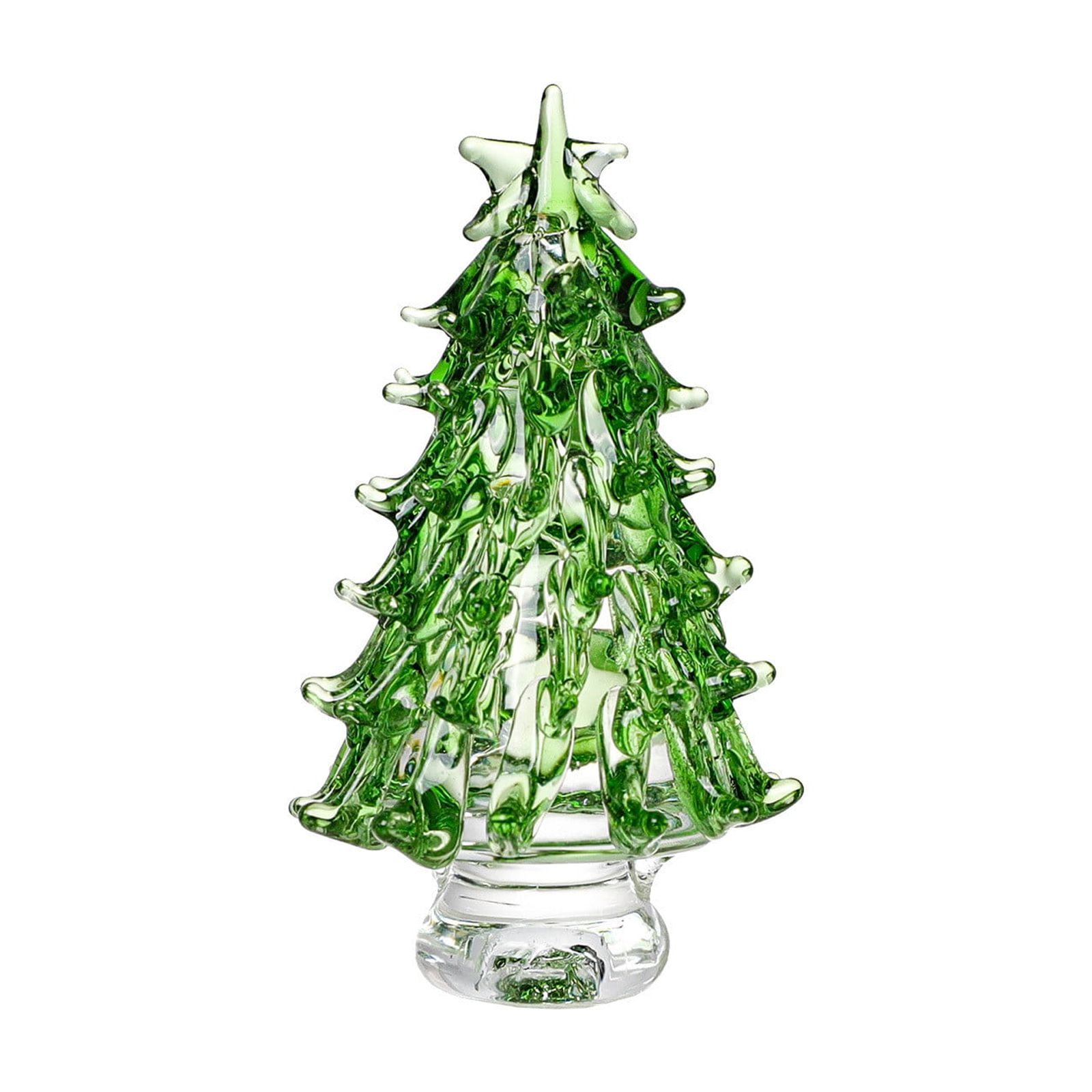 JoyMoreHome Glass Christmas Tree Miniature Holiday Figurine Mini ...