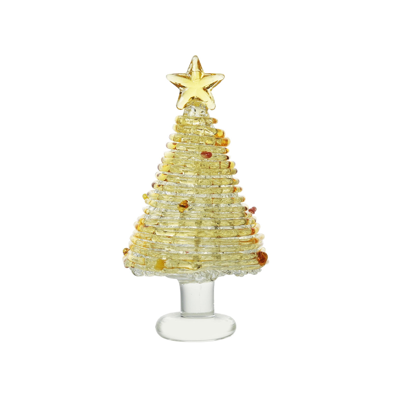JoyMoreHome Glass Christmas Tree Miniature Holiday Figurine Mini ...