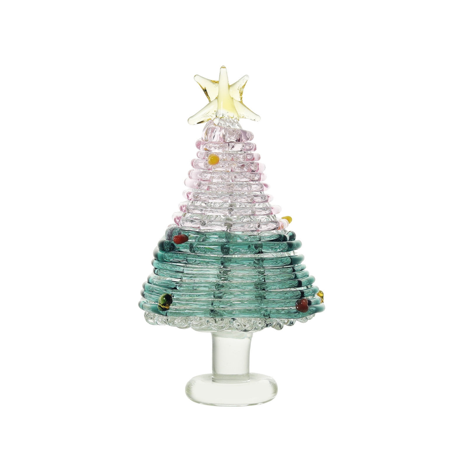 JoyMoreHome Glass Christmas Tree Miniature Holiday Figurine Mini ...