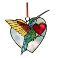 JoyMoreHome Hummingbird with Flower Suncatcher Bird Stained Glass ...