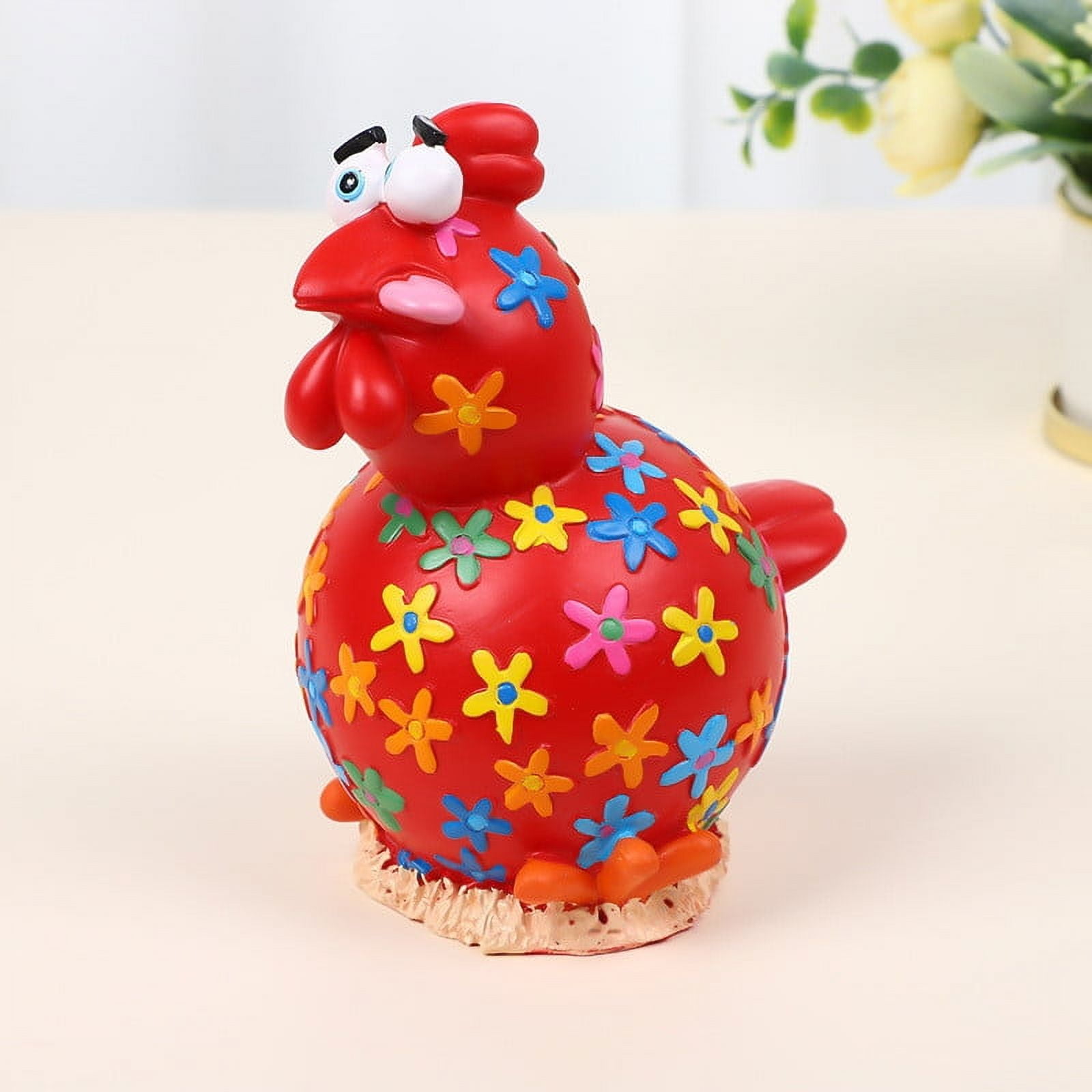 JoyMoreHome Mini Resin Chicken Figurine Hand Art Resin Rooster Statue ...