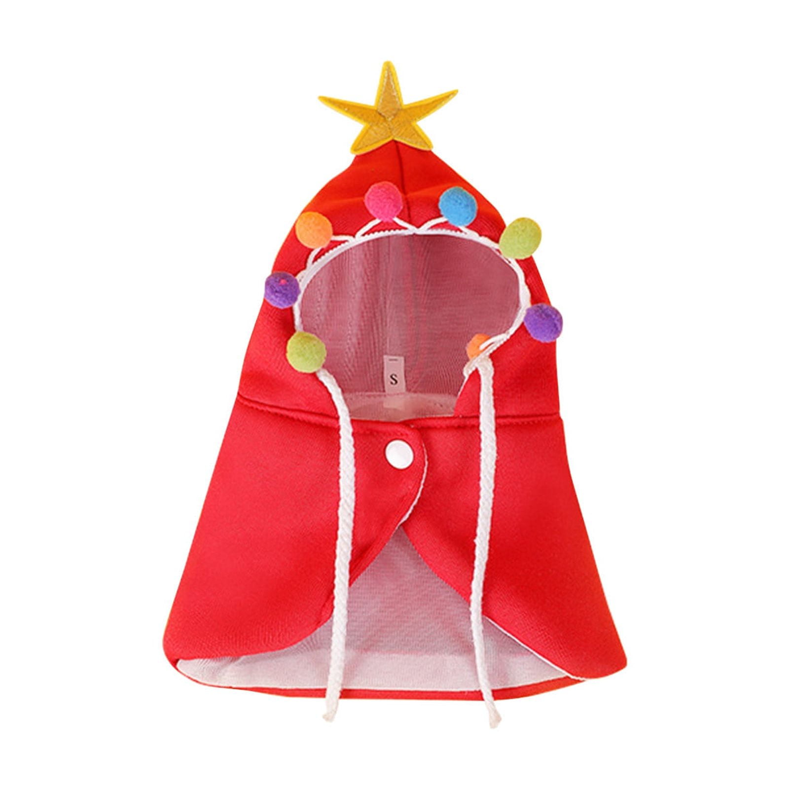 JoyMoreHome Pet Christmas Costume Cat Cloak with Star and Pompoms,Cat ...