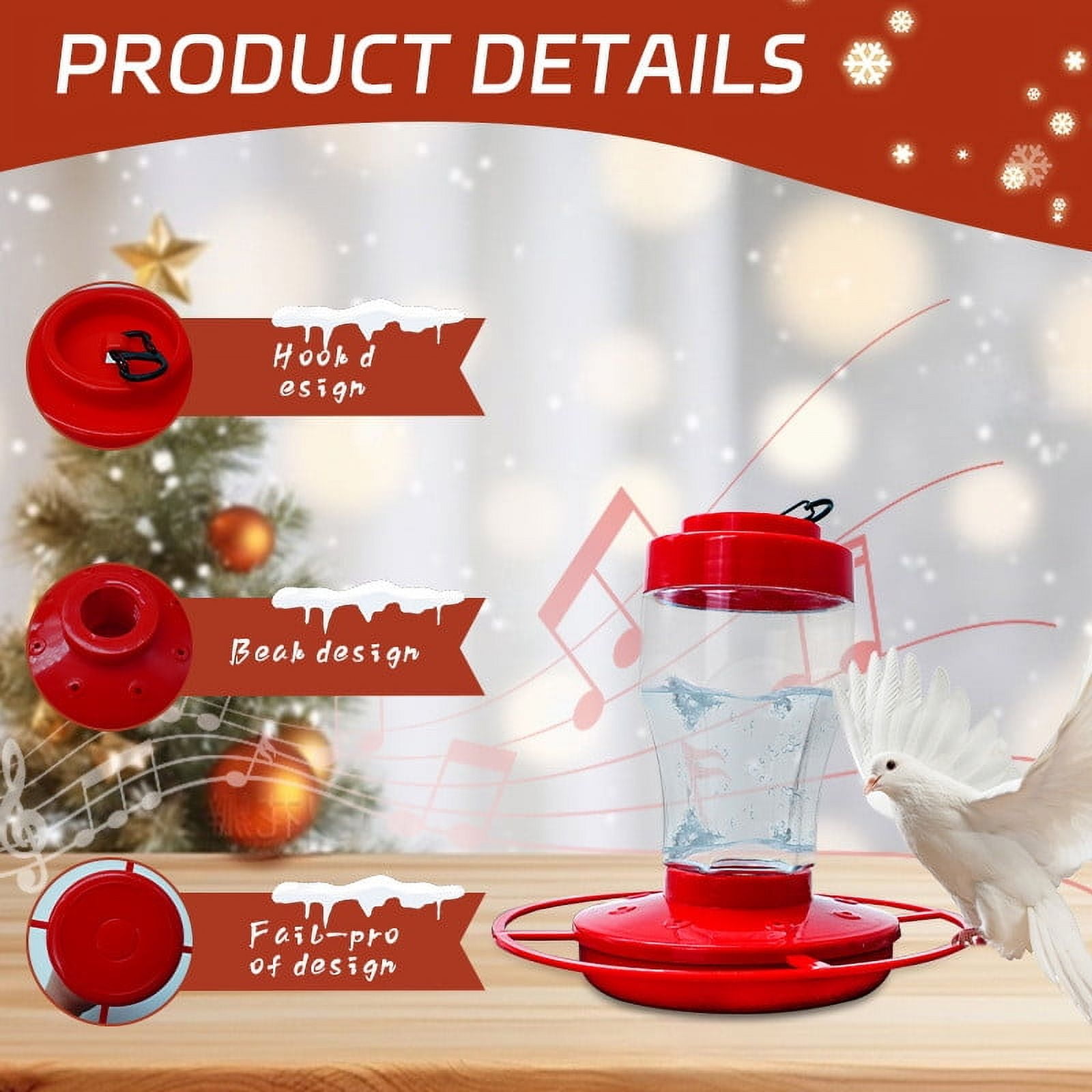 JoyMoreHome Wide-Mouth Hummingbird Feeders with Built-in Ant Moat ...