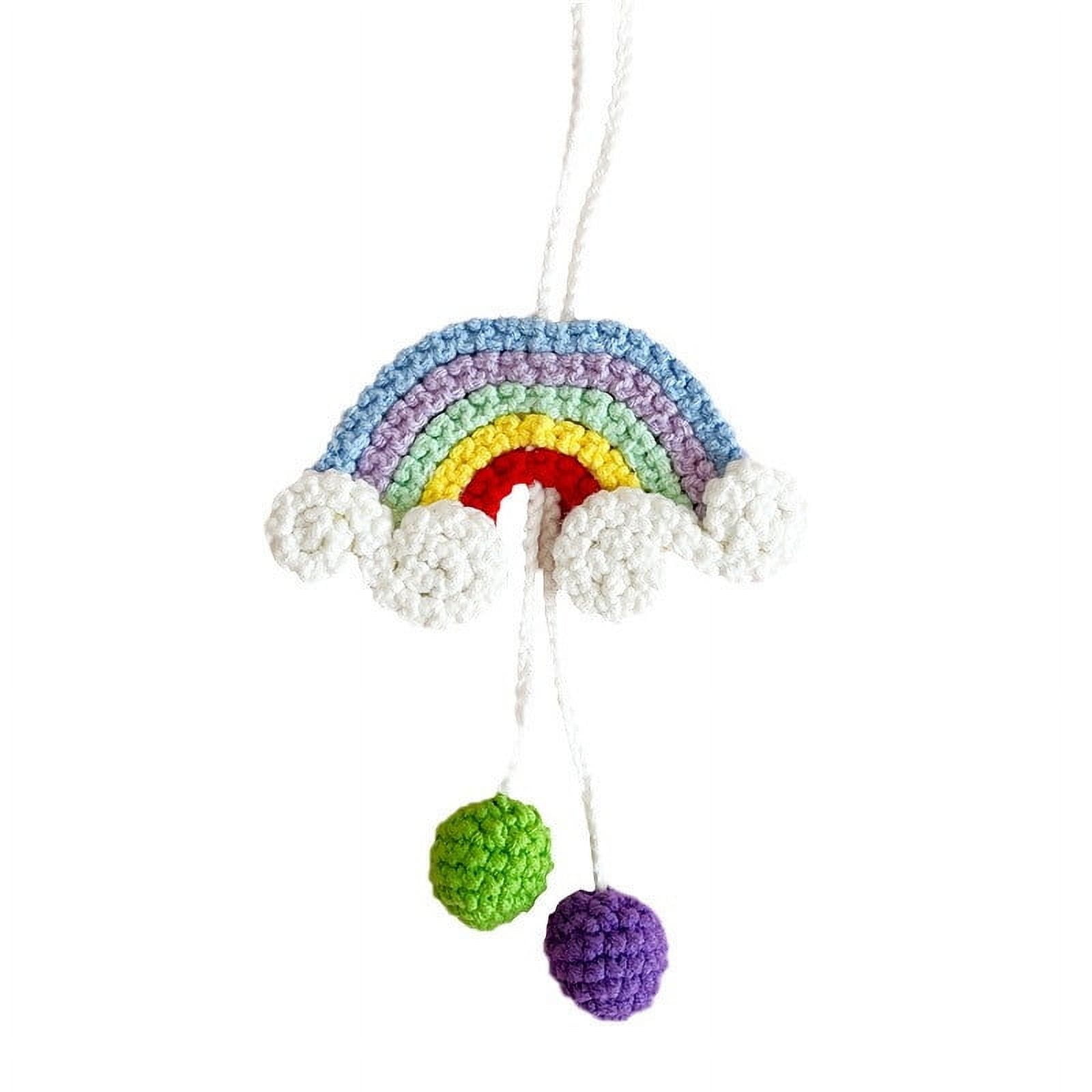 JoyMoreHome Crochet Puff Flower with Lanyard - Knitted Pendant for Key Chain, Mirror Bag ...