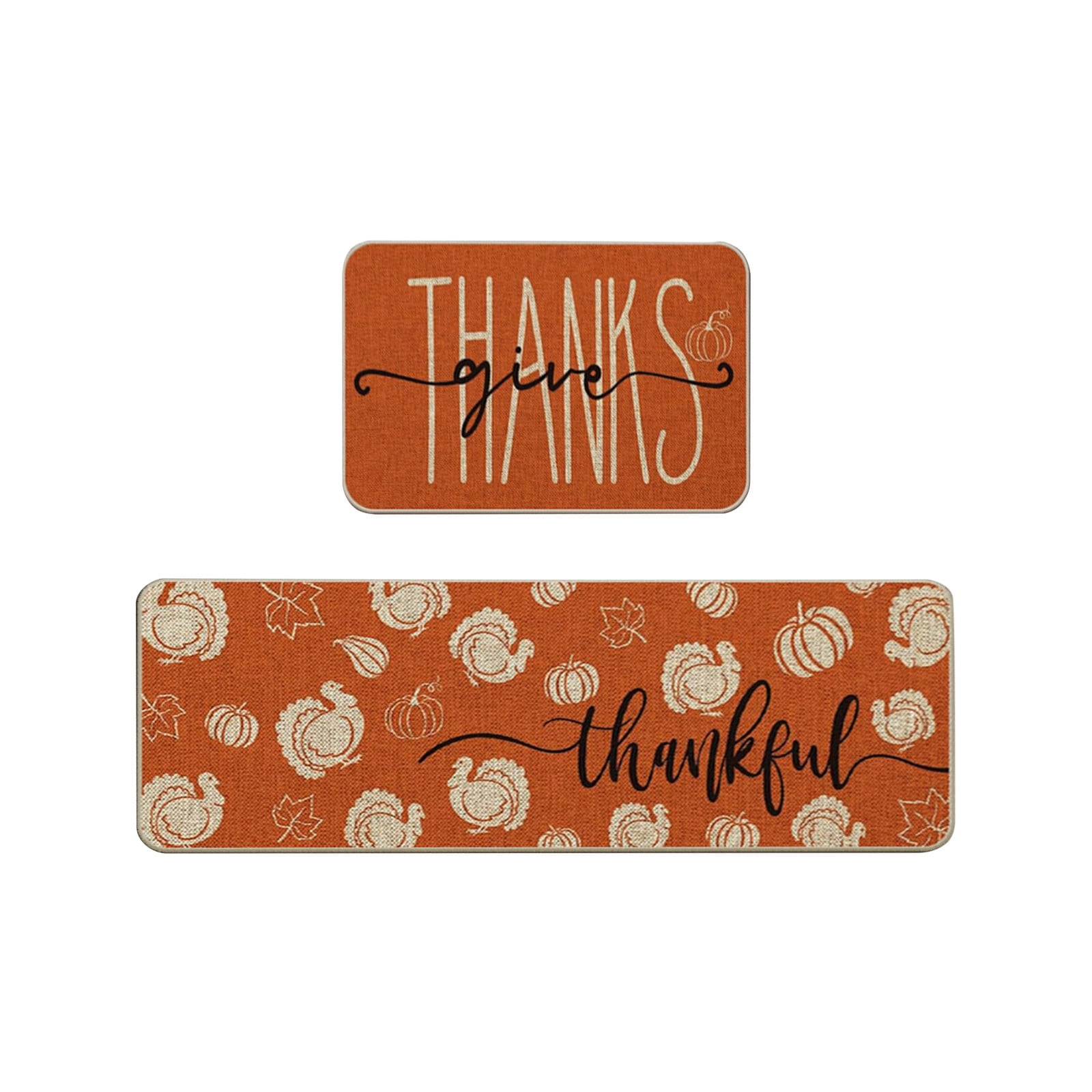JoyMoreHome Fall Floor Mats Set of 2, Cute Thanksgiving Halloween Theme ...