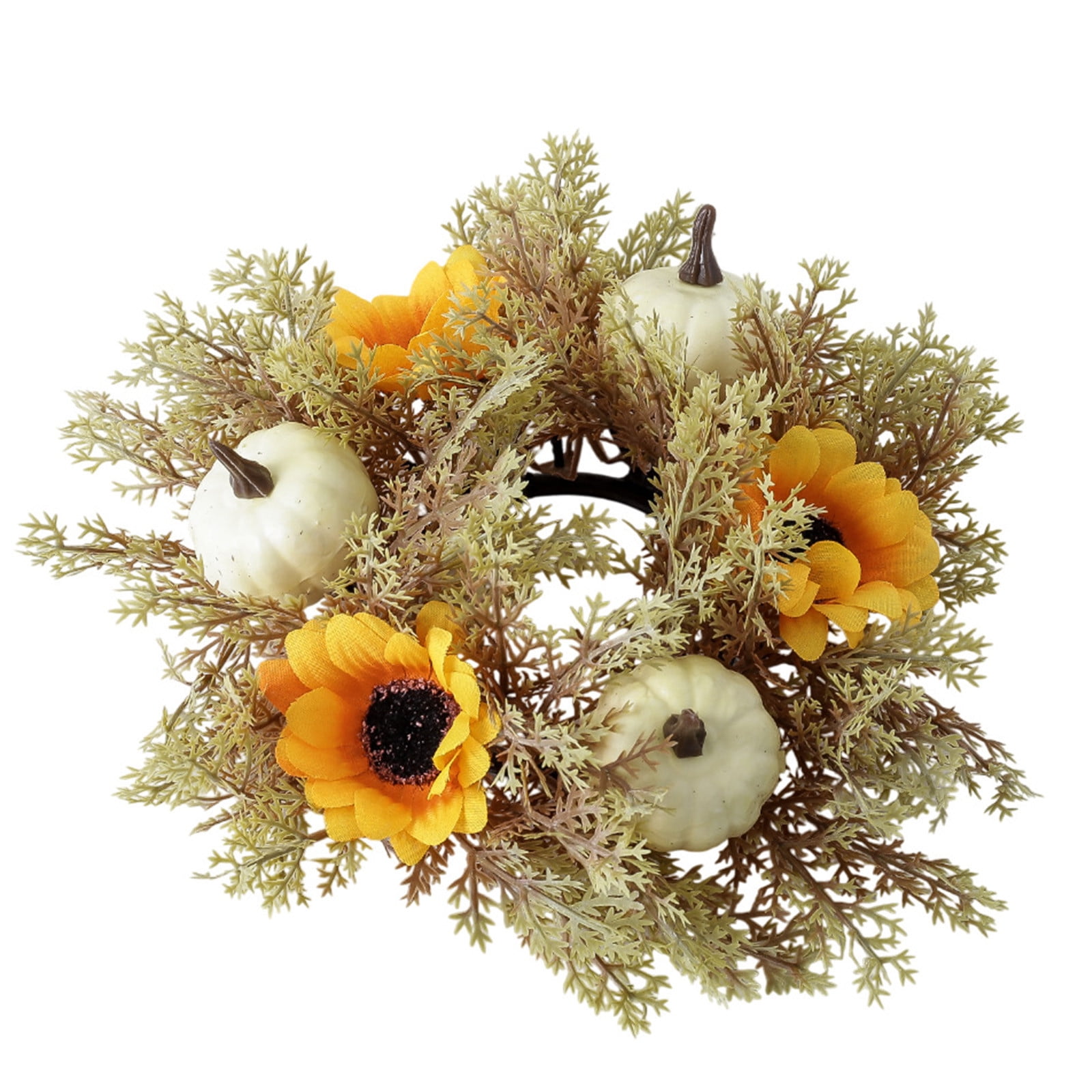JoyMoreHome Fall Wreath, Pumpkin and Sunflowers Harvest Wreaths, Wreath ...