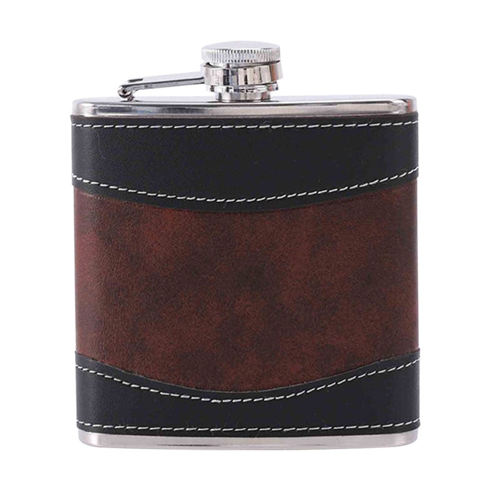 JoyMoreHome Hip Flask, 304 Stainless Steel Whiskey Flask with Leather ...