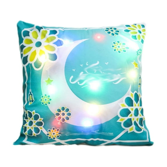 JoyMoreHome Moon Pattern Throw Pillow Cover with LED Light, 17.7x17.7 ...