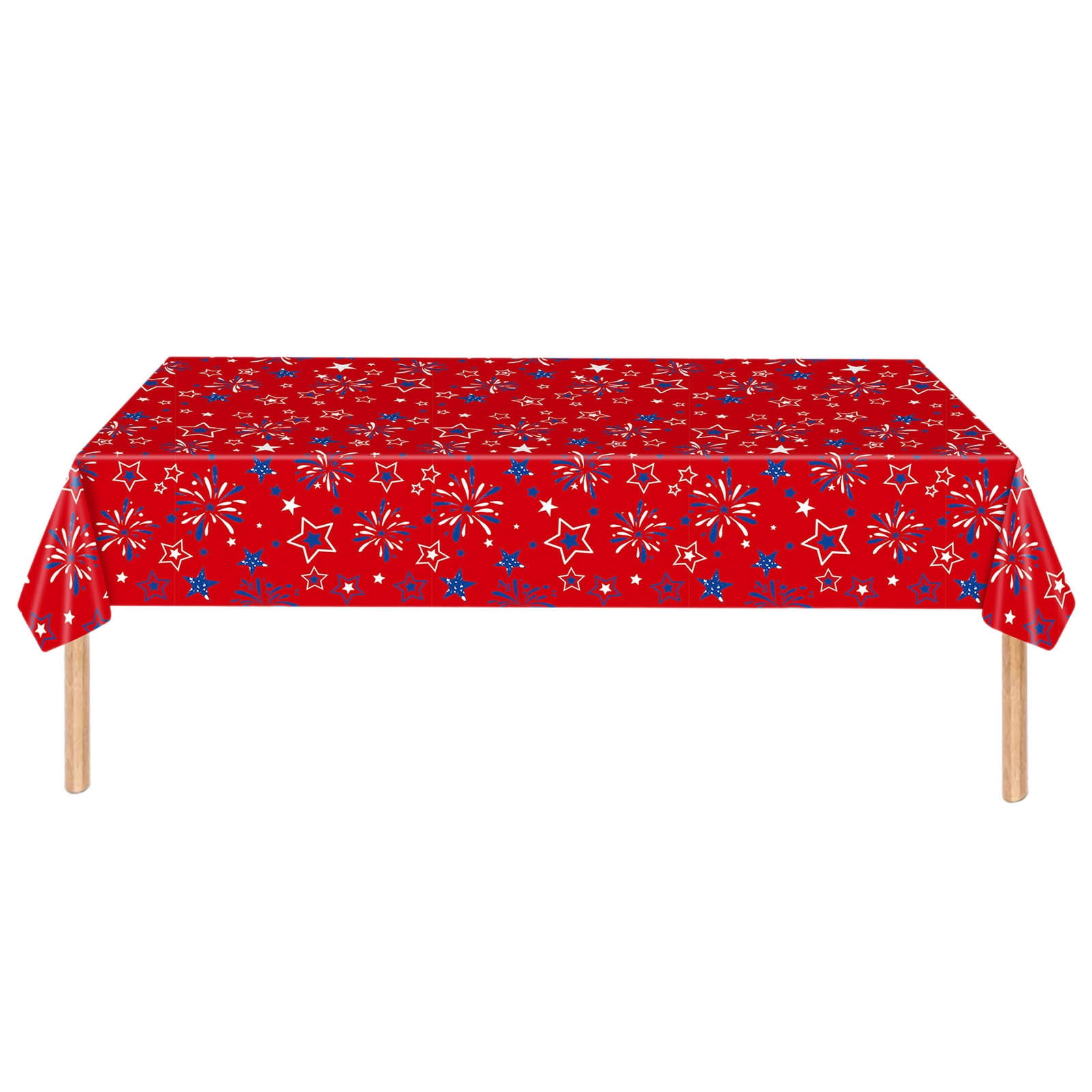 JoyMoreHome Patriotic Tablecloth - 4th of July Red White Blue Plastic ...