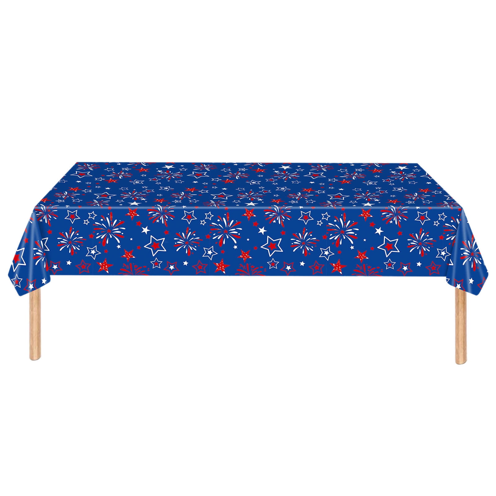 JoyMoreHome Patriotic Tablecloth - 4th of July Red White Blue Plastic ...