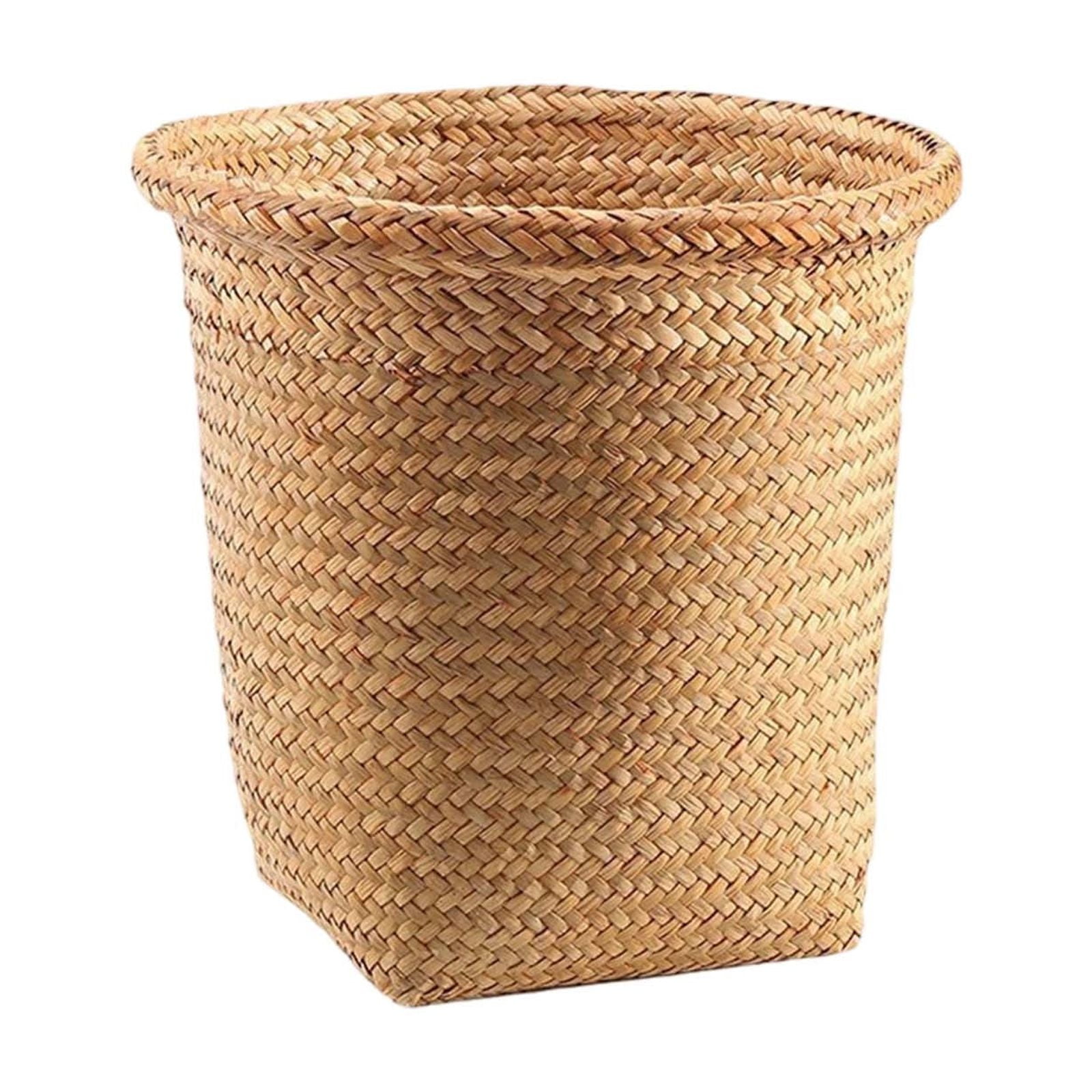 JoyMoreHome Seagrass Waste Basket Woven Storage Basket Trash Can Wicker ...