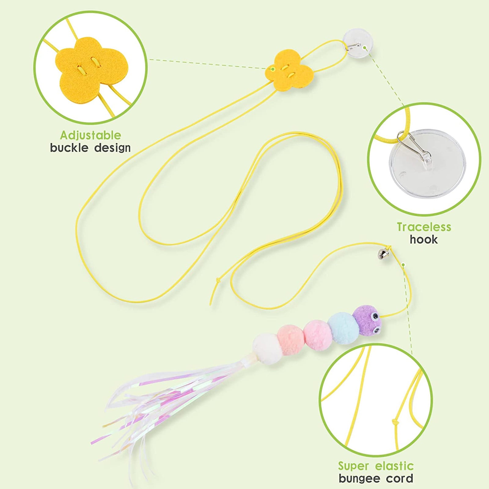 JoyMoreToys Cat Toys Indoor Cat Hanging Interactive Toy with Adjustable ...