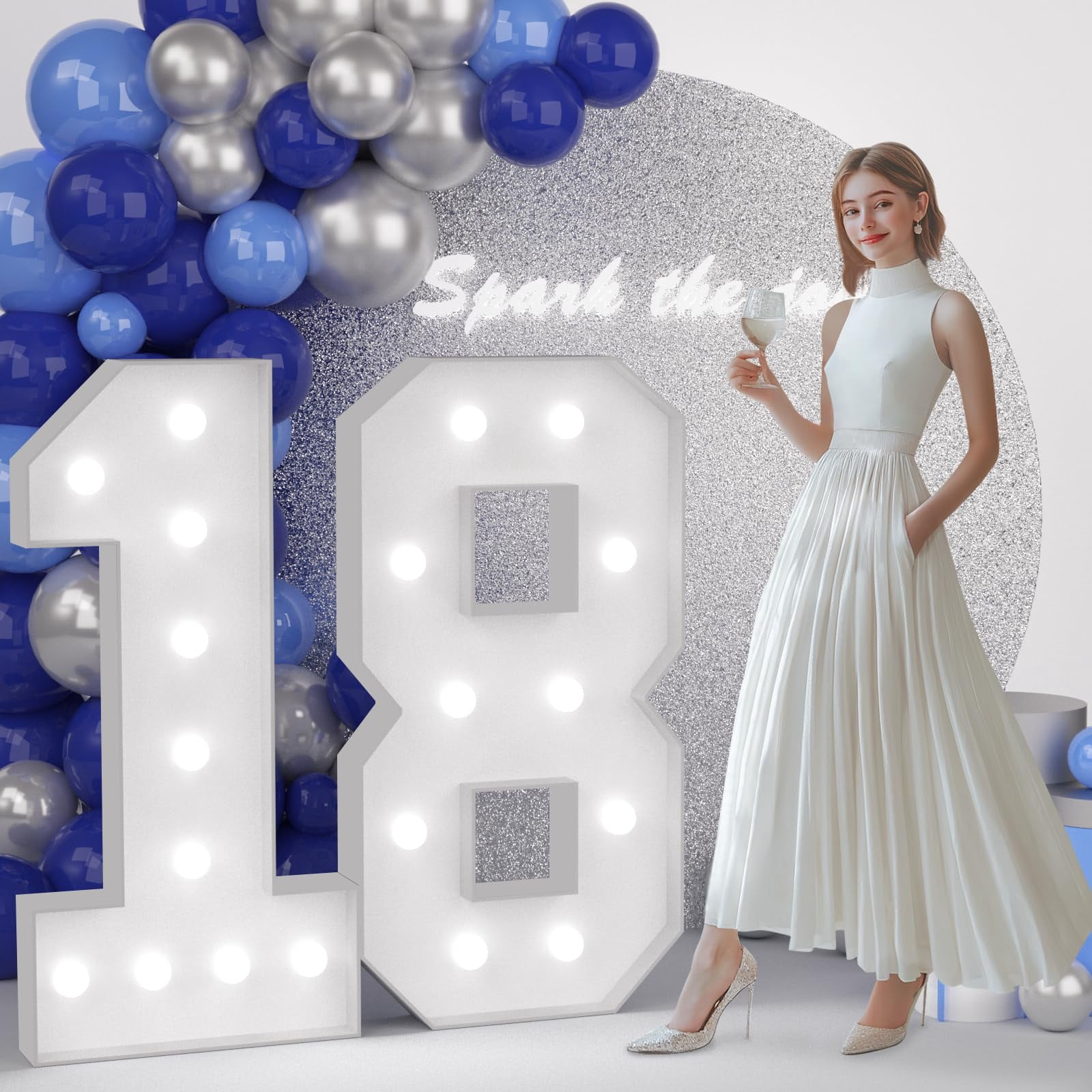 JoyMuse 4FT 18 Marquee Numbers, Large AFN1Light Up Numbers 18 for 18th ...