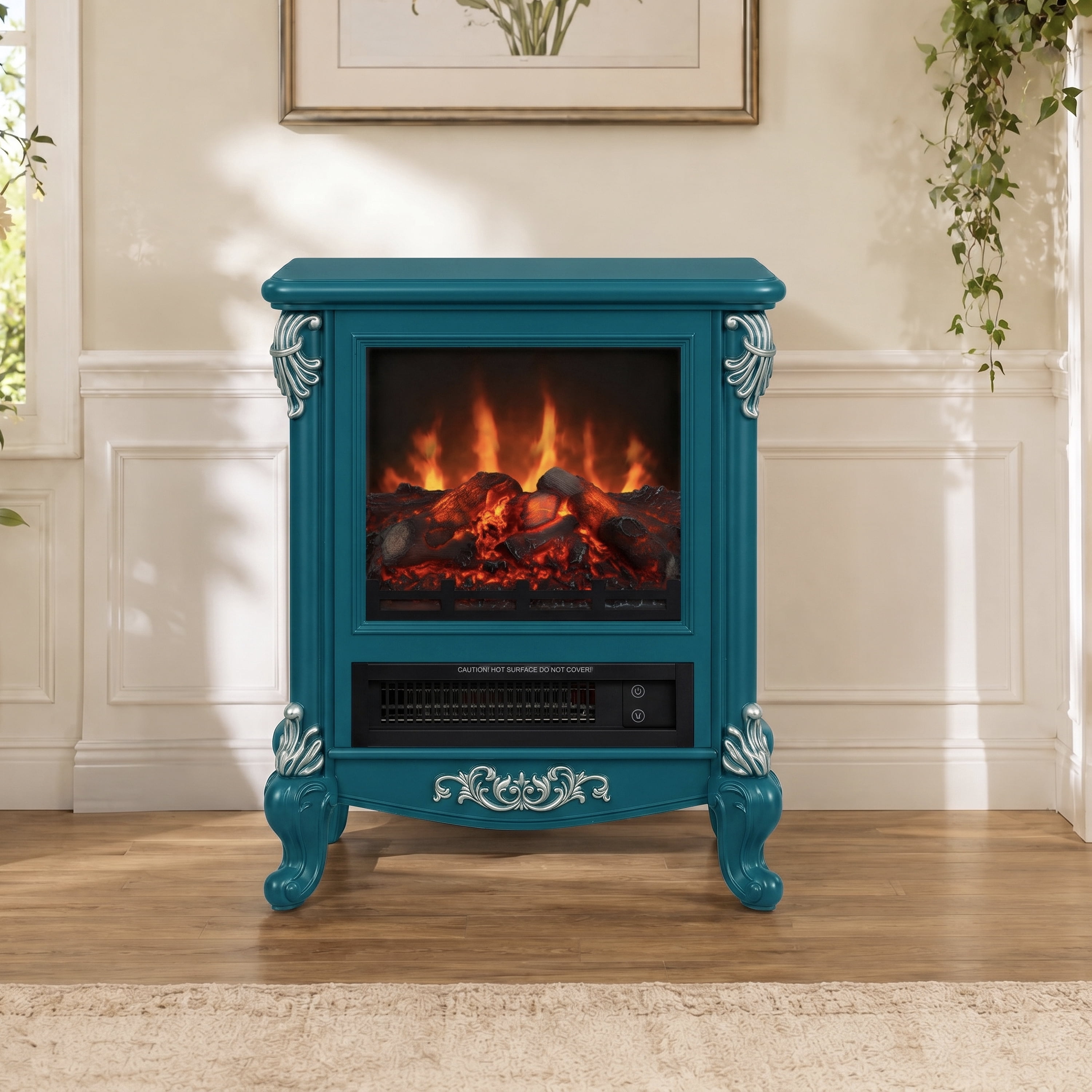 JoyRiver Electric Fireplace Heater with Remote Control, 4 Flame ...