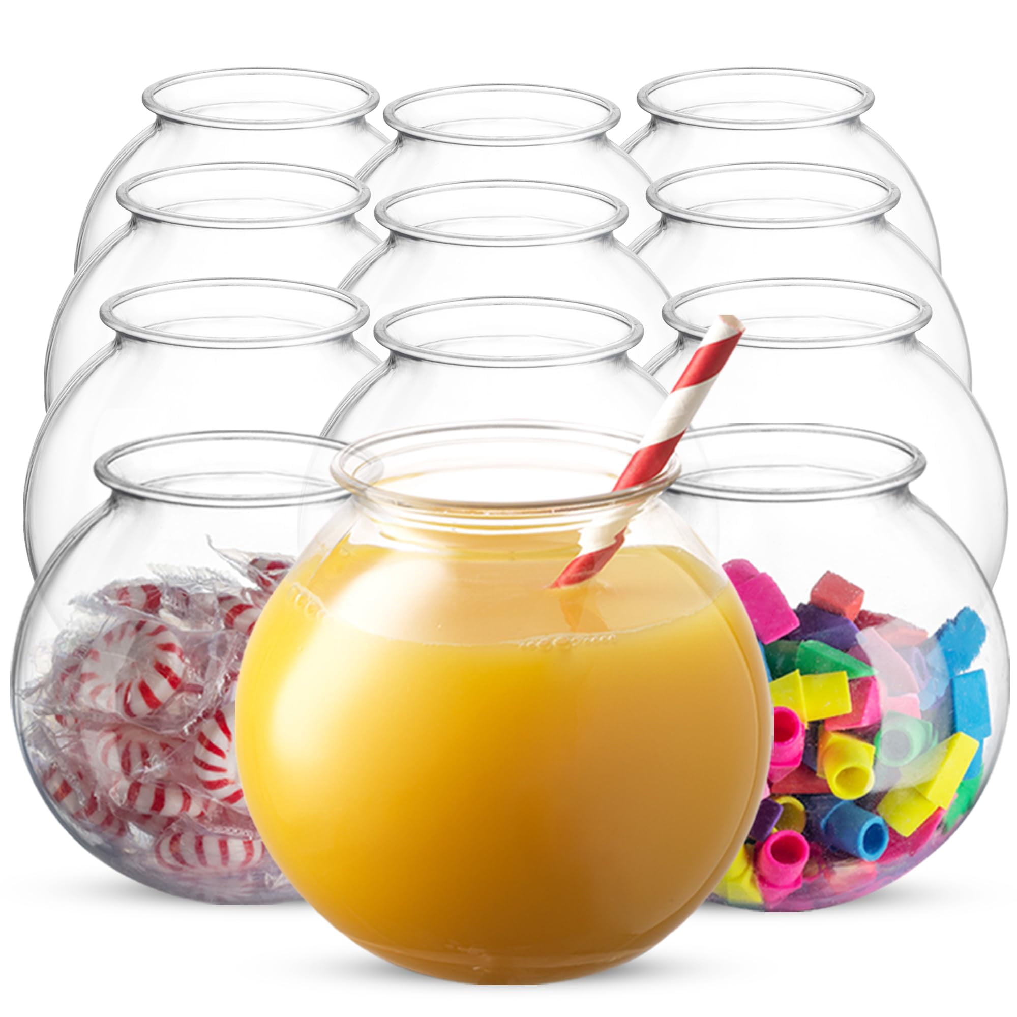 JoyServe 16 Oz Plastic TSF6 Fish Bowl (12 Pack) 4 Inch Heavy Duty ...