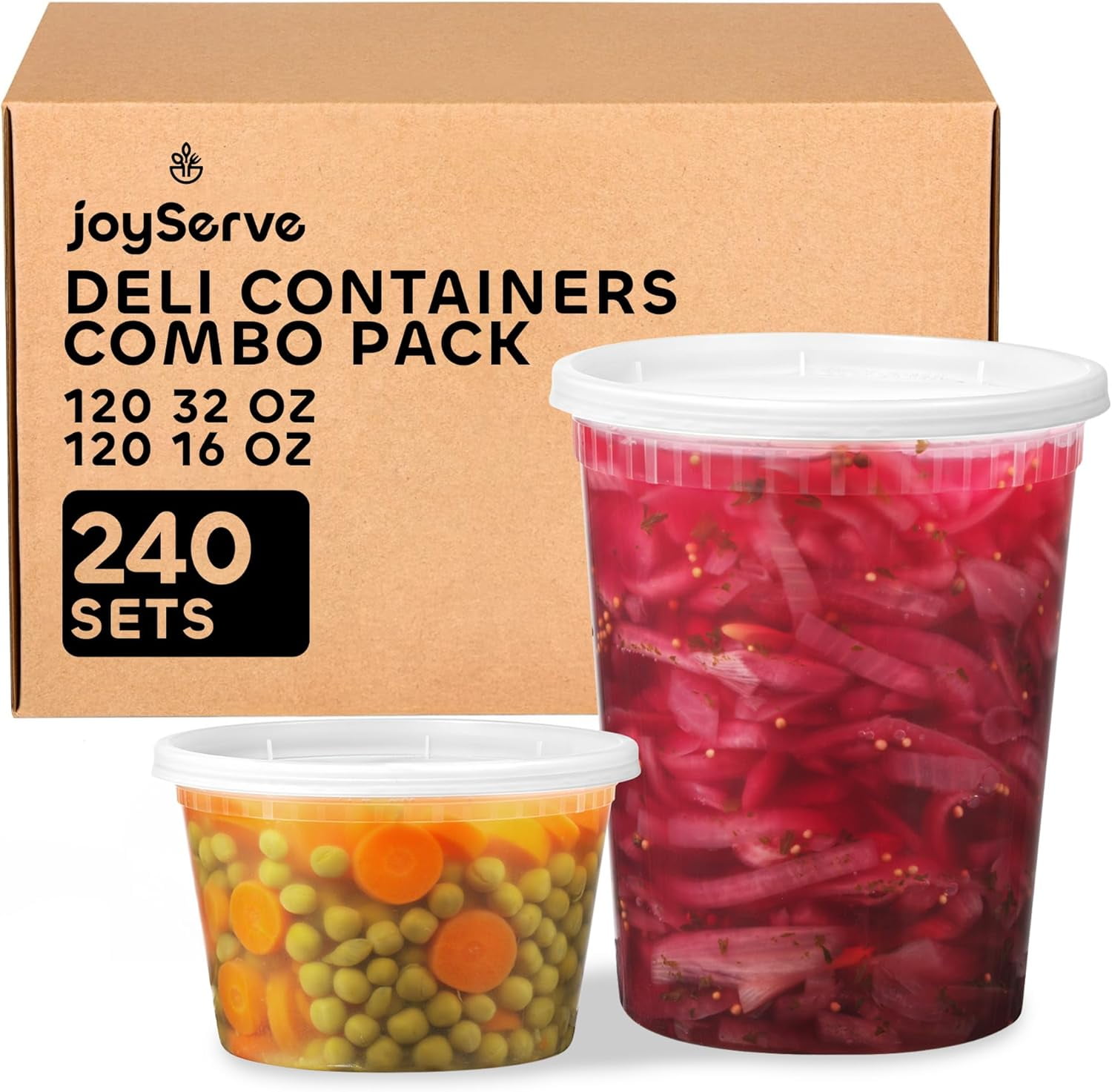 JoyServe 240-Sets Deli Containers with Lids - (120)-32oz & (120)-16oz ...